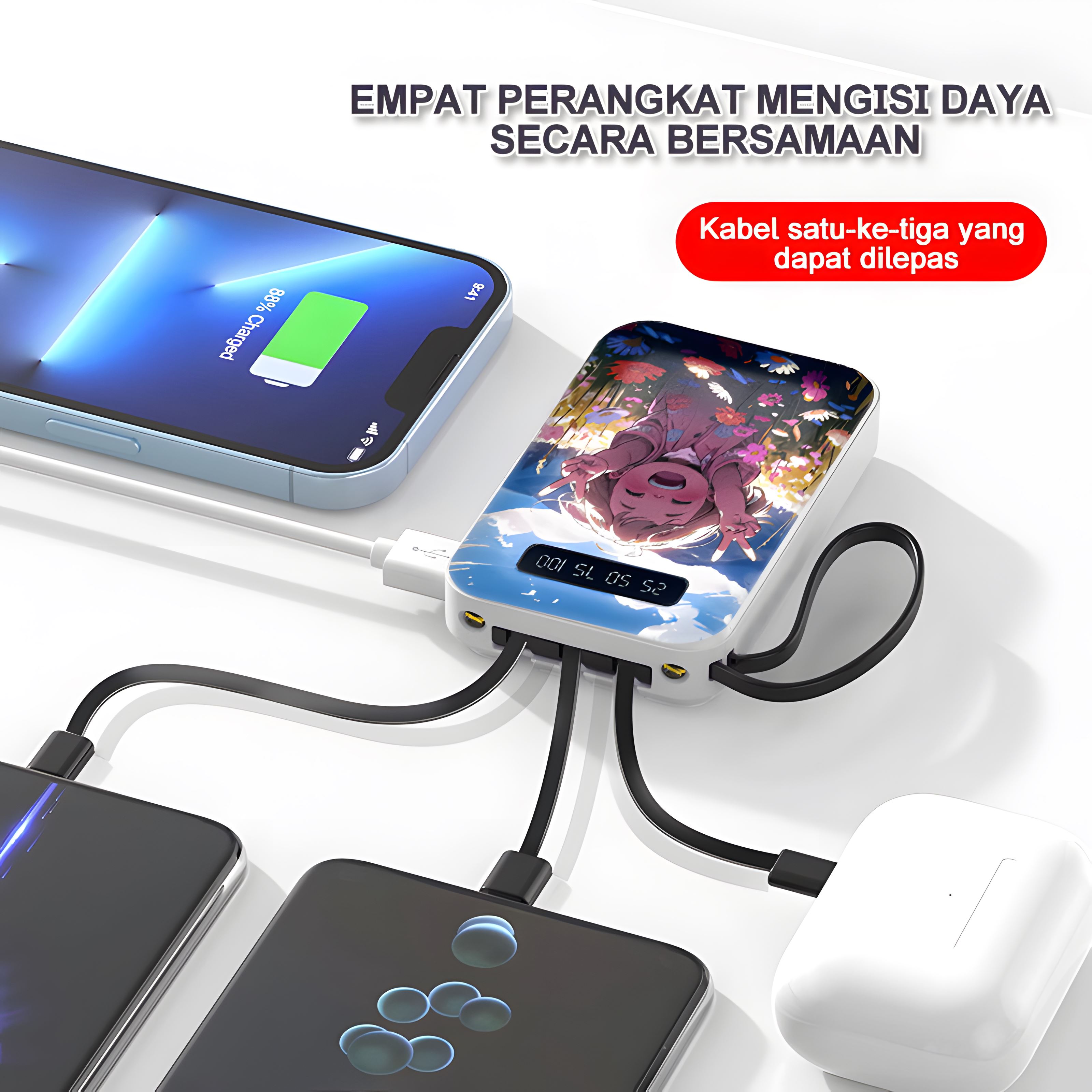 Jual SALYS LENTIVEN 30000mAh Powerbank Mini Fast Charging 4 Kabel ...