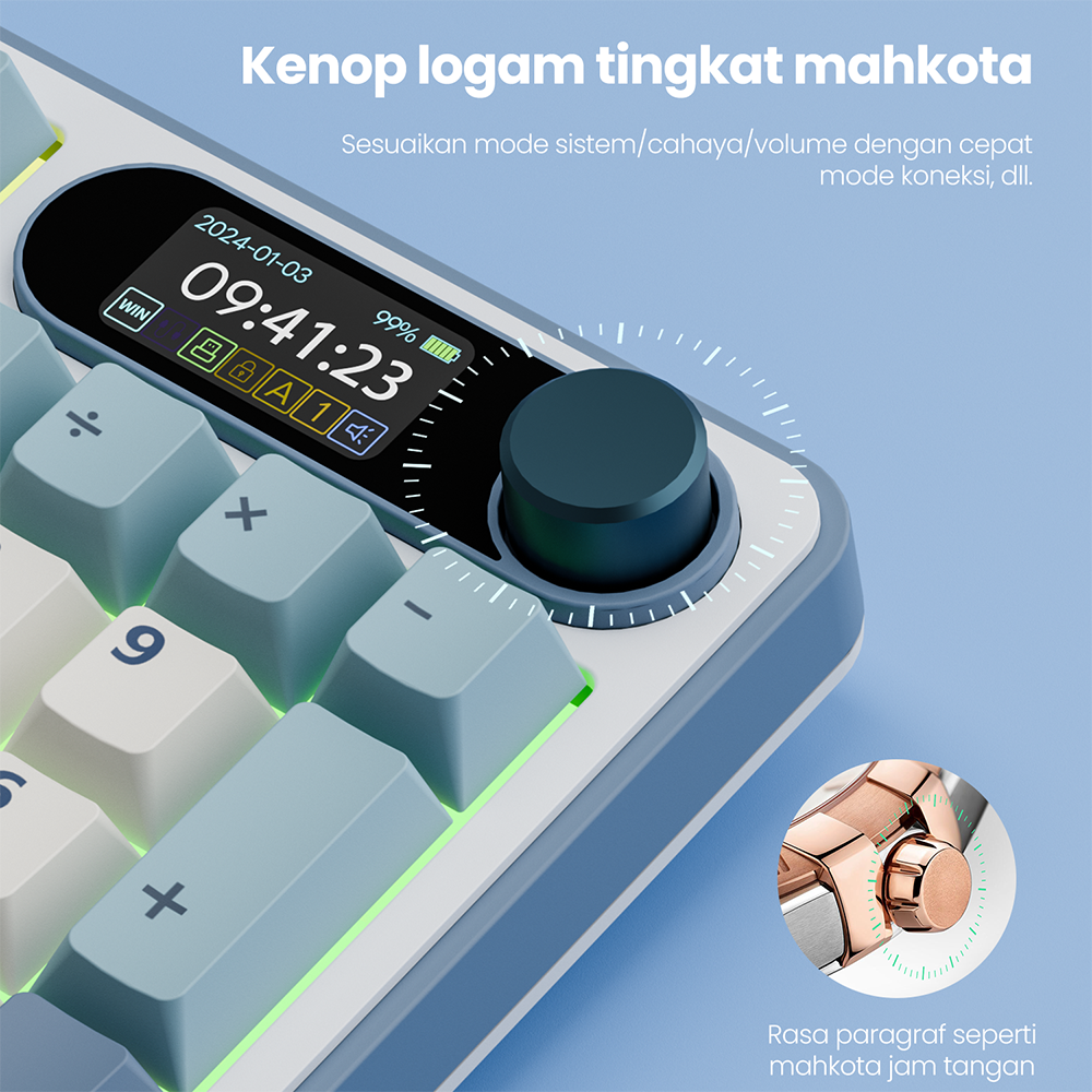 Jual Royal Kludge RK S98 White Blue Light Could 98 Key Gaming Keyboard ...
