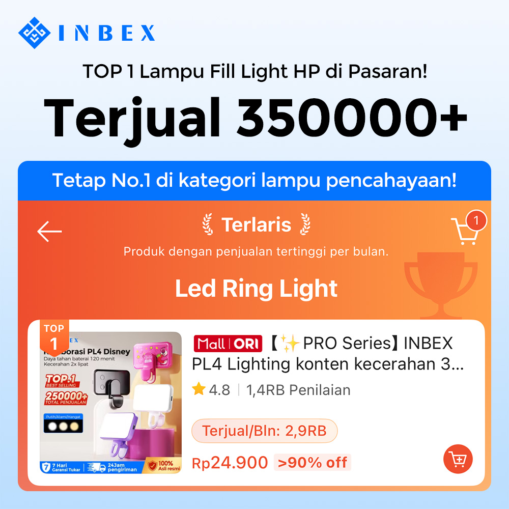 Jual [Atur 360°] INBEX PL4 PRO MINI Lighting konten kecerahan 3000Lux 3 ...