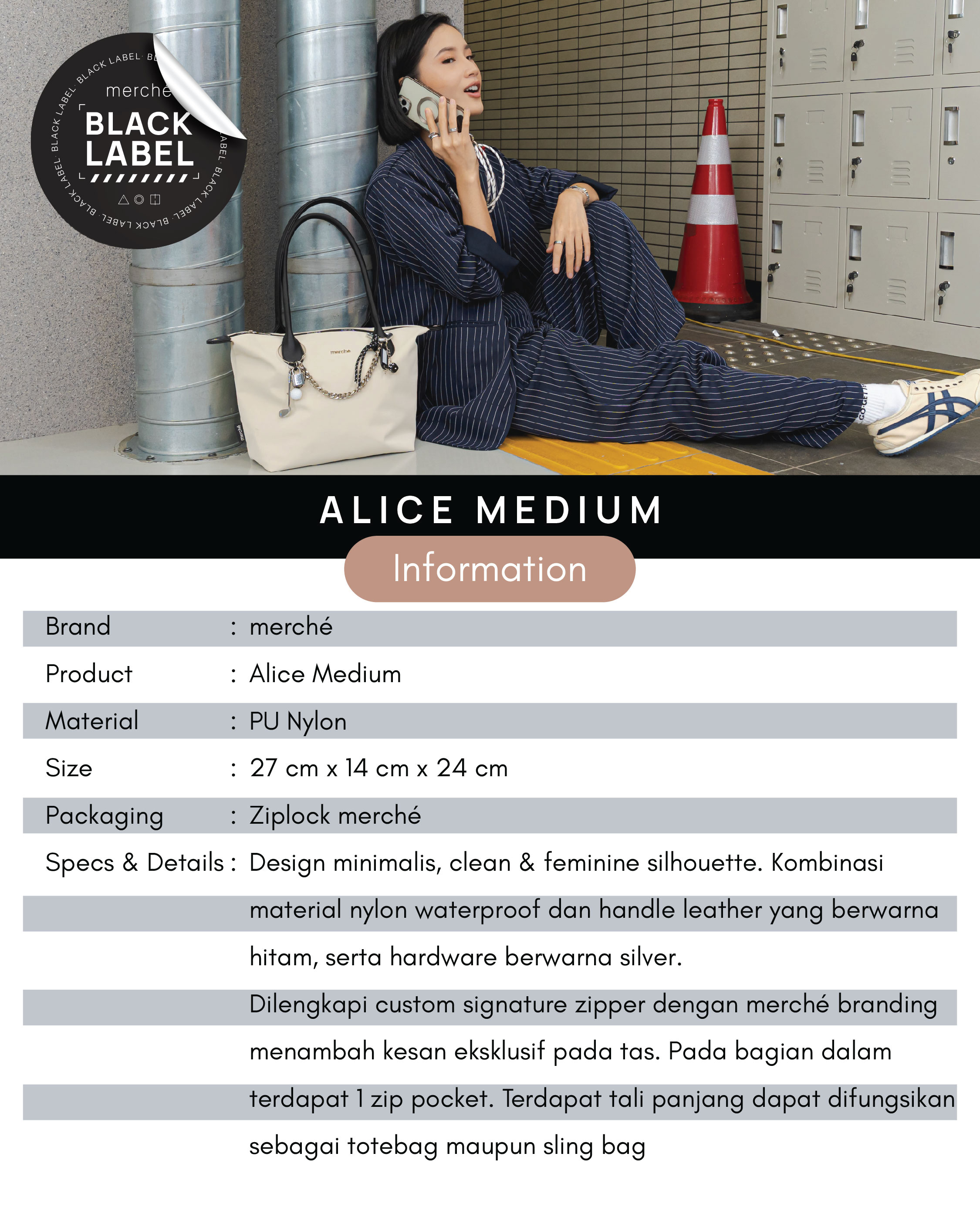 Jual Merche Tas Bahu Wanita Alice Black Label | Shopee Indonesia