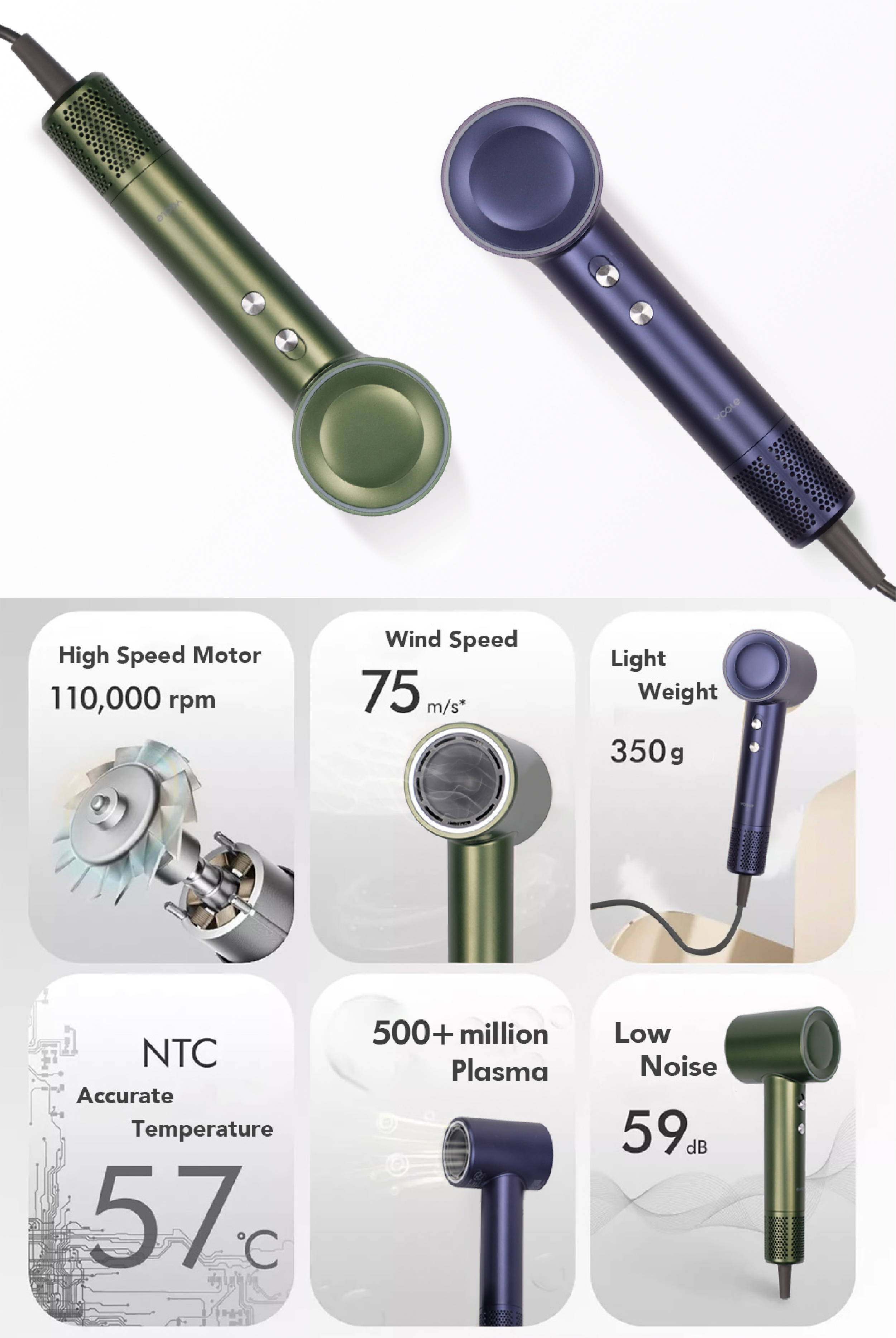 Jual [YOOLE]High Speed Hair Dryer S+/Teknologi plasma/Motor 110K RPM ...