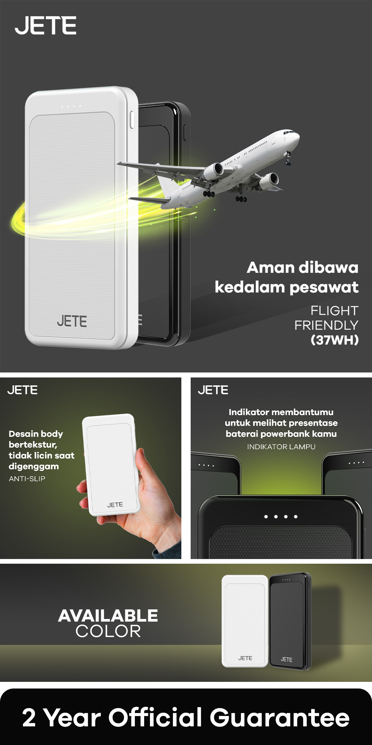 Jual JETE Powerbank Fast Charging C8 10000mAh Power Bank Portable Dual ...