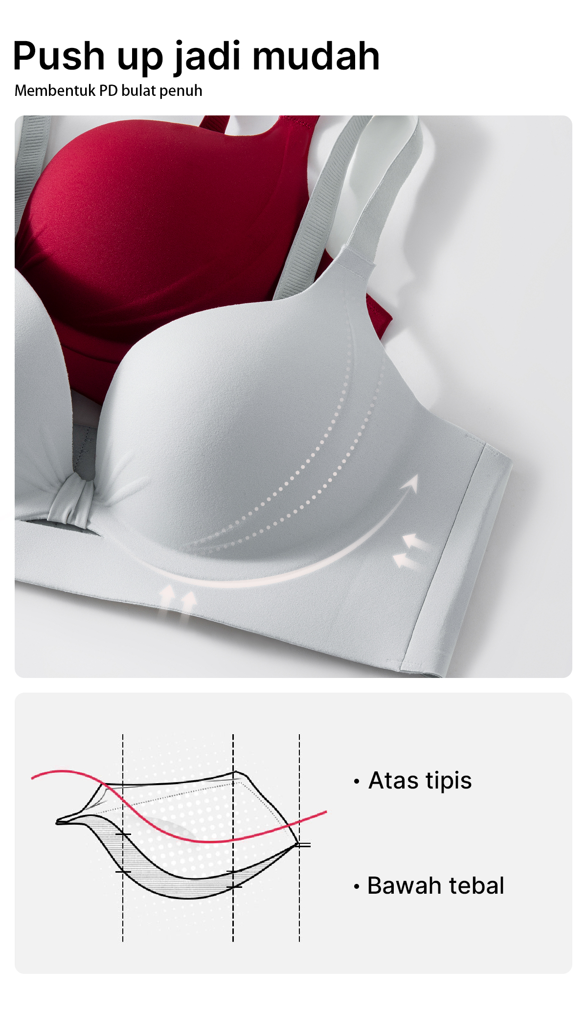 Jual Greney-Bra Push Up W Sayap Tinggi Cup 3D Soft bone di sayap ...