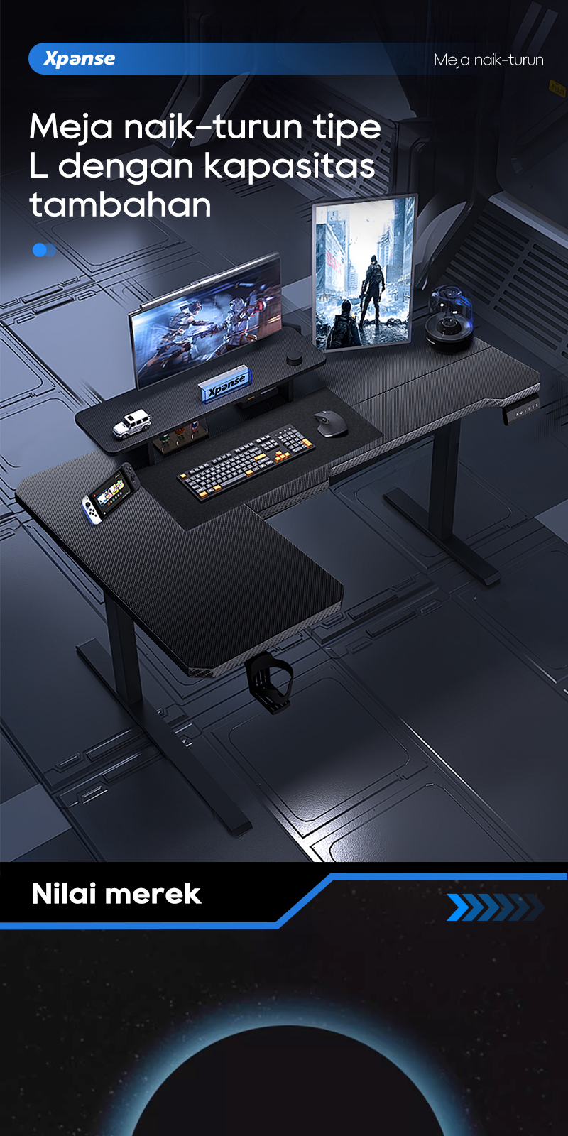 Jual Xpanse L-Shape Electric Desk Meja Kerja Elektrik Meja Kompute Meja ...
