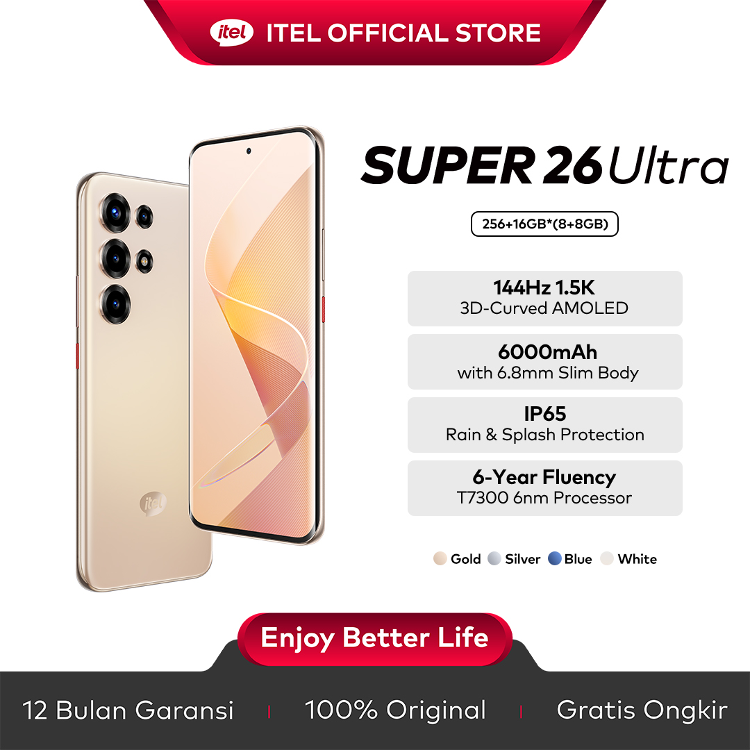 Jual itel S26 Ultra 8+8/256GB | 144Hz 1.5K AMOLED, 6000mAh, IP65 Waterproof, Gorilla Glass 7i ...
