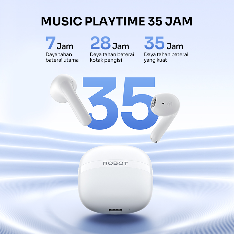 Jual ROBOT TWS Wireless Earphone Airbuds New T50E Original Bluetooth 6. ...