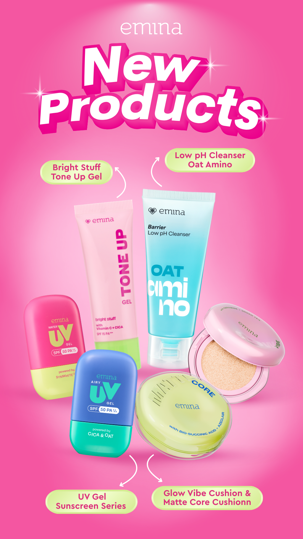 Jual [BRIGHT GLOW SET] Emina Bundle All in 7in1 Face Wash + Exfo Toner ...