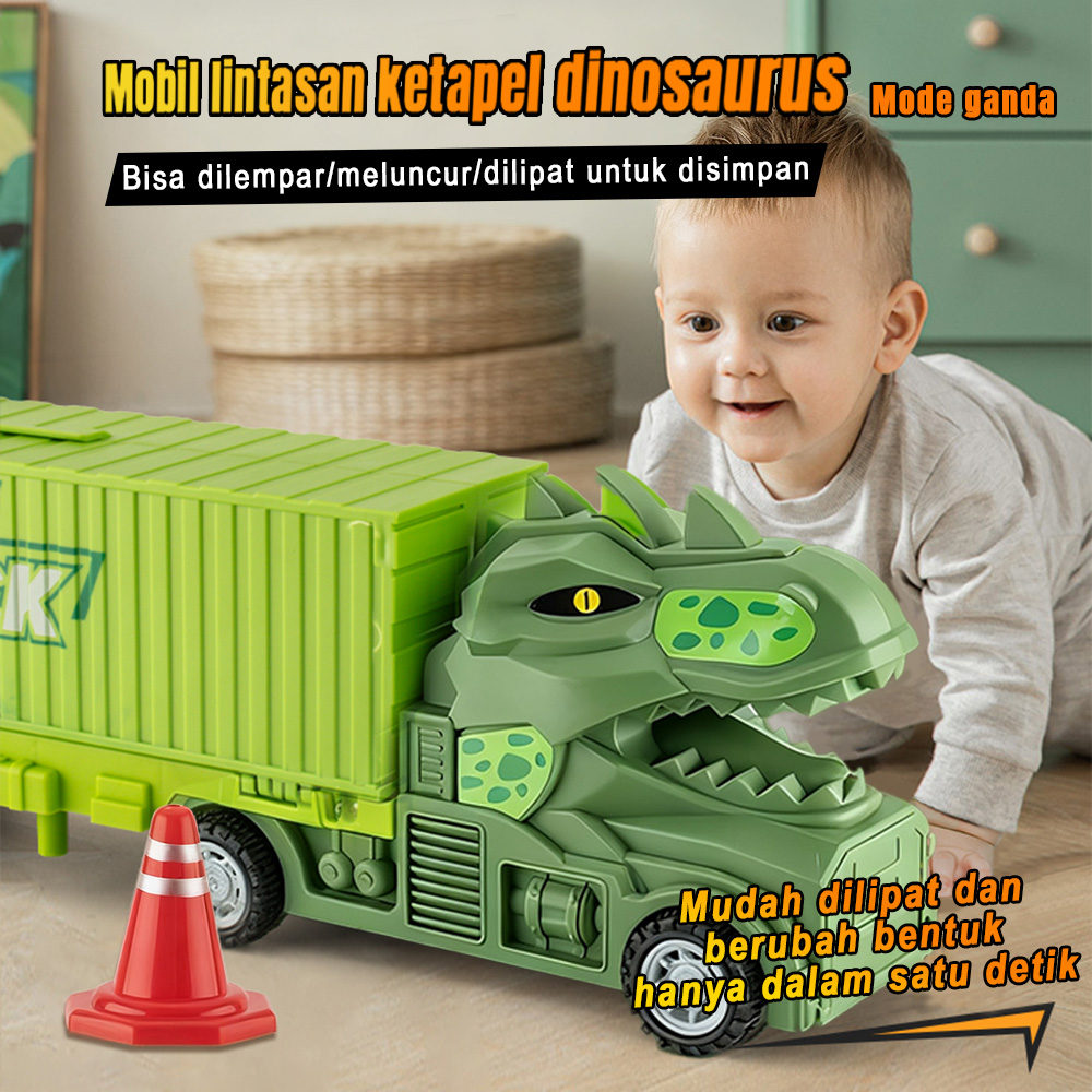 Jual (Free 6 Mobil Car) WETECH Dino Truk Racer Besar Deformed Dinosaur ...