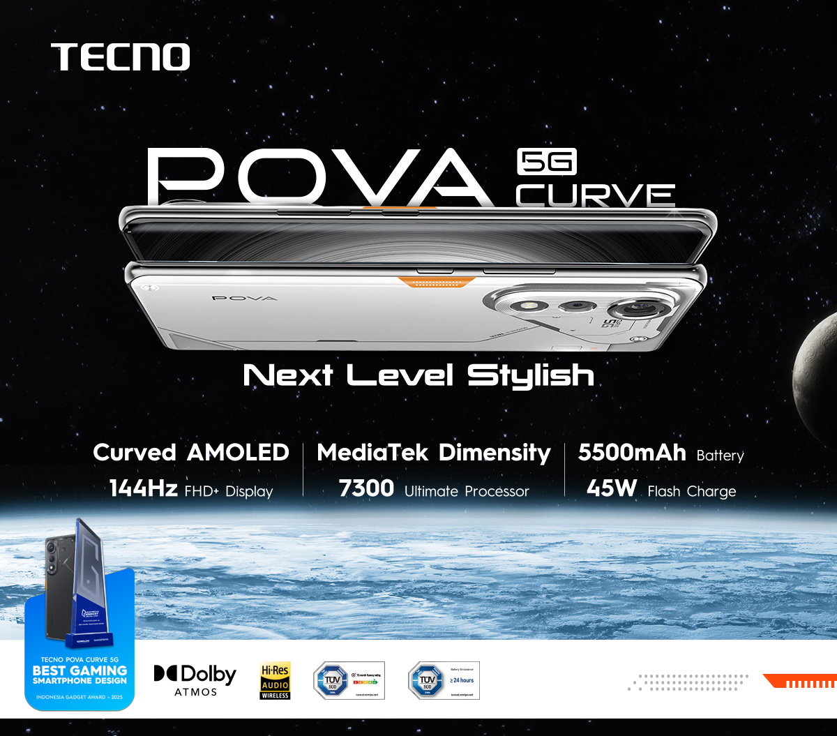 Jual TECNO POVA Curve 5G 8+8GB*/256GB, 5500mmAh + Bypass Charging 2.0 ...