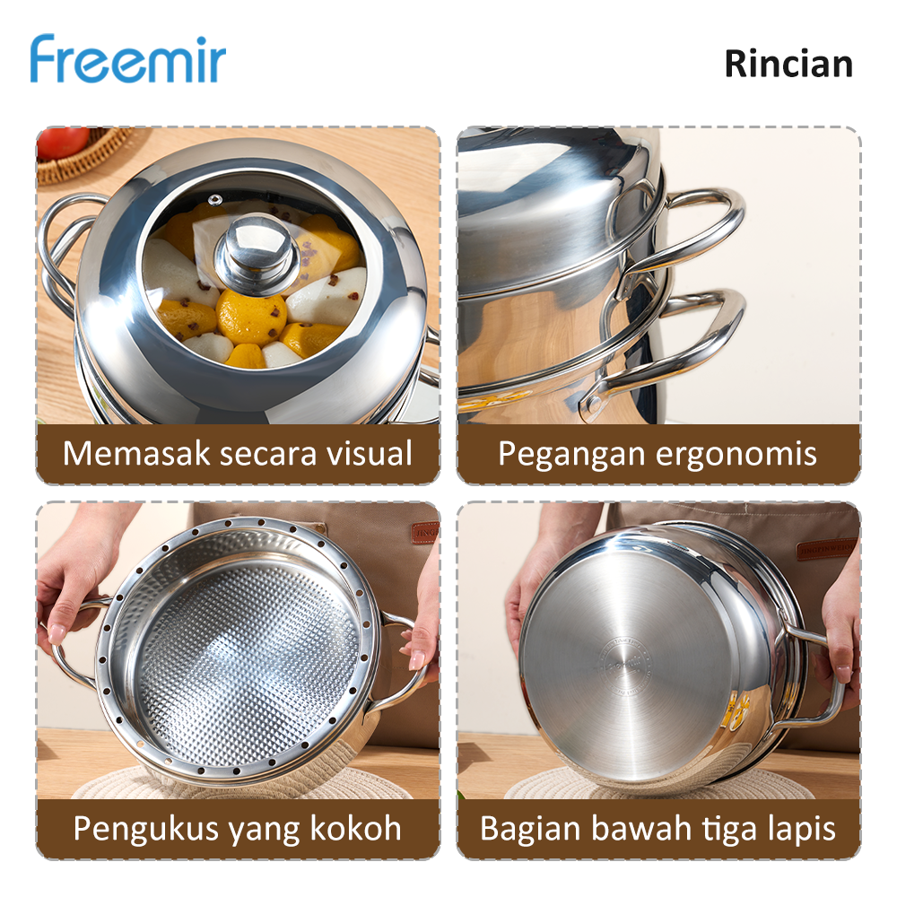 Jual Special freemir Panci Kukus Stainless Steel 26cm Kapasitas Besar 3 ...