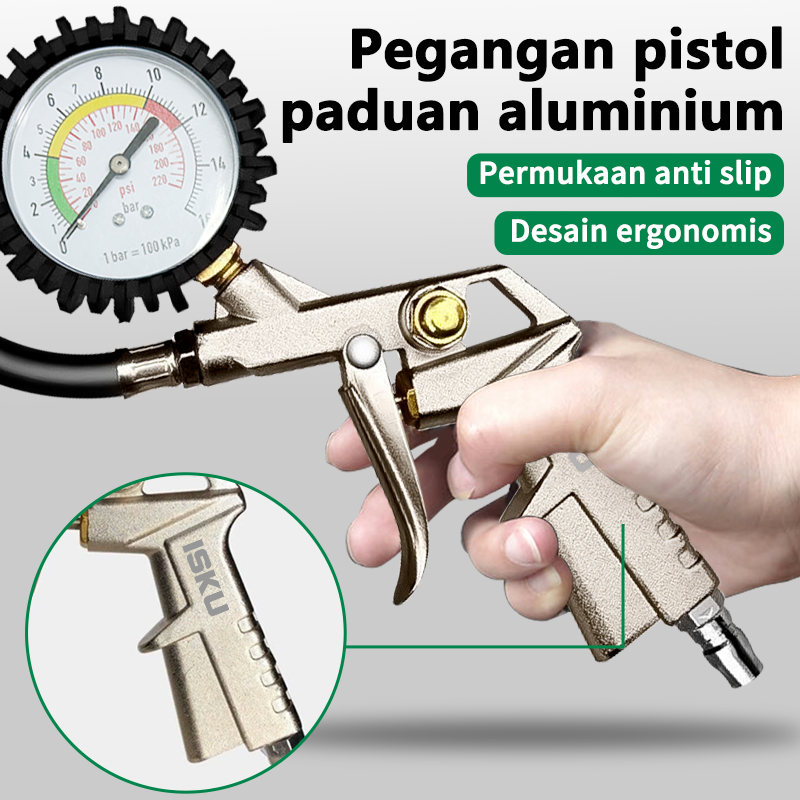 Jual ISKU Tire Pressure Gauge 3 in 1 Inflator Gun Alat Isi & Ukur ...