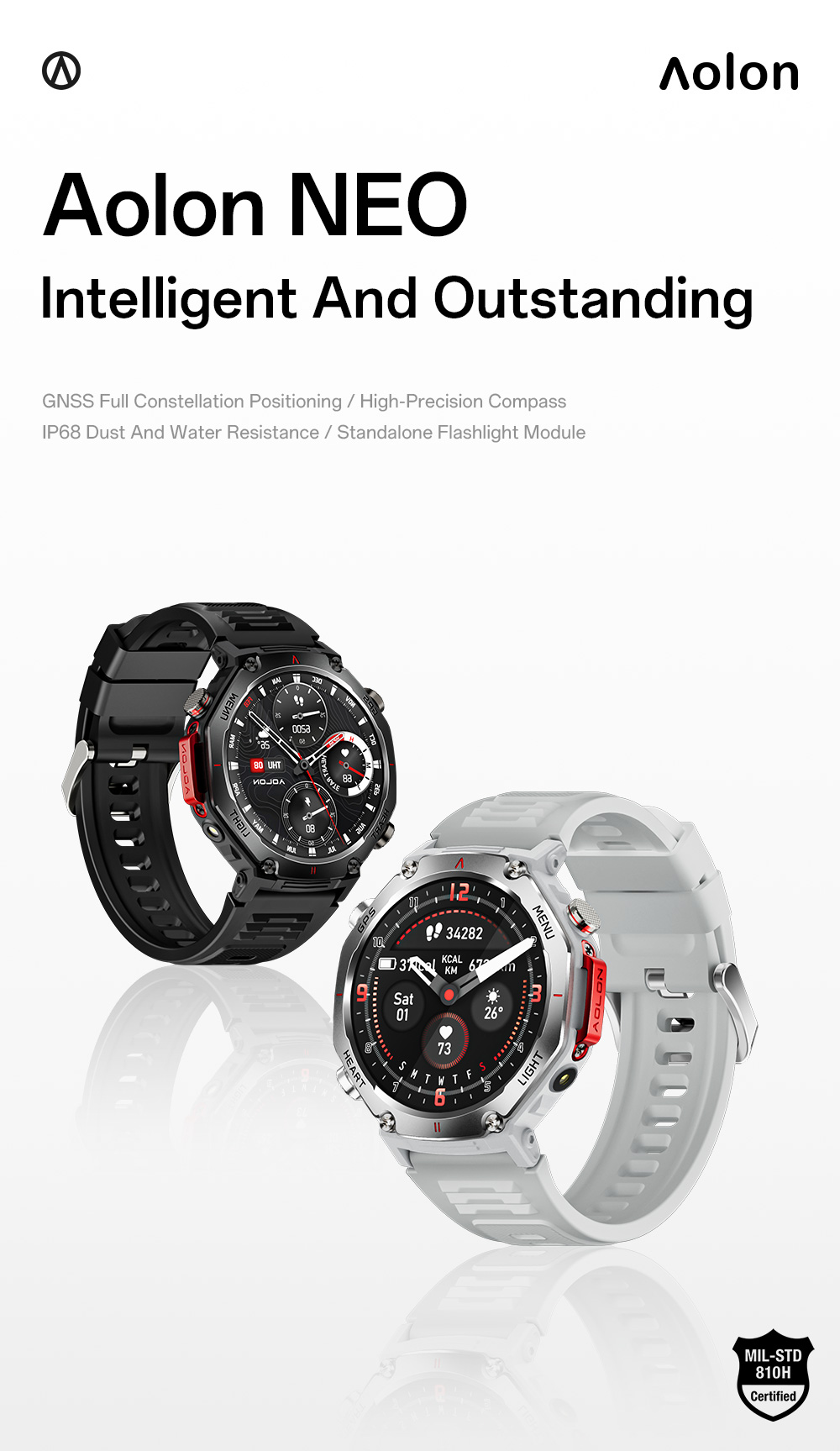 Jual [GPS] Aolon NEO Smartwatch GNSS 6 Satelit Kompas Tahan Air 1ATM 1. ...