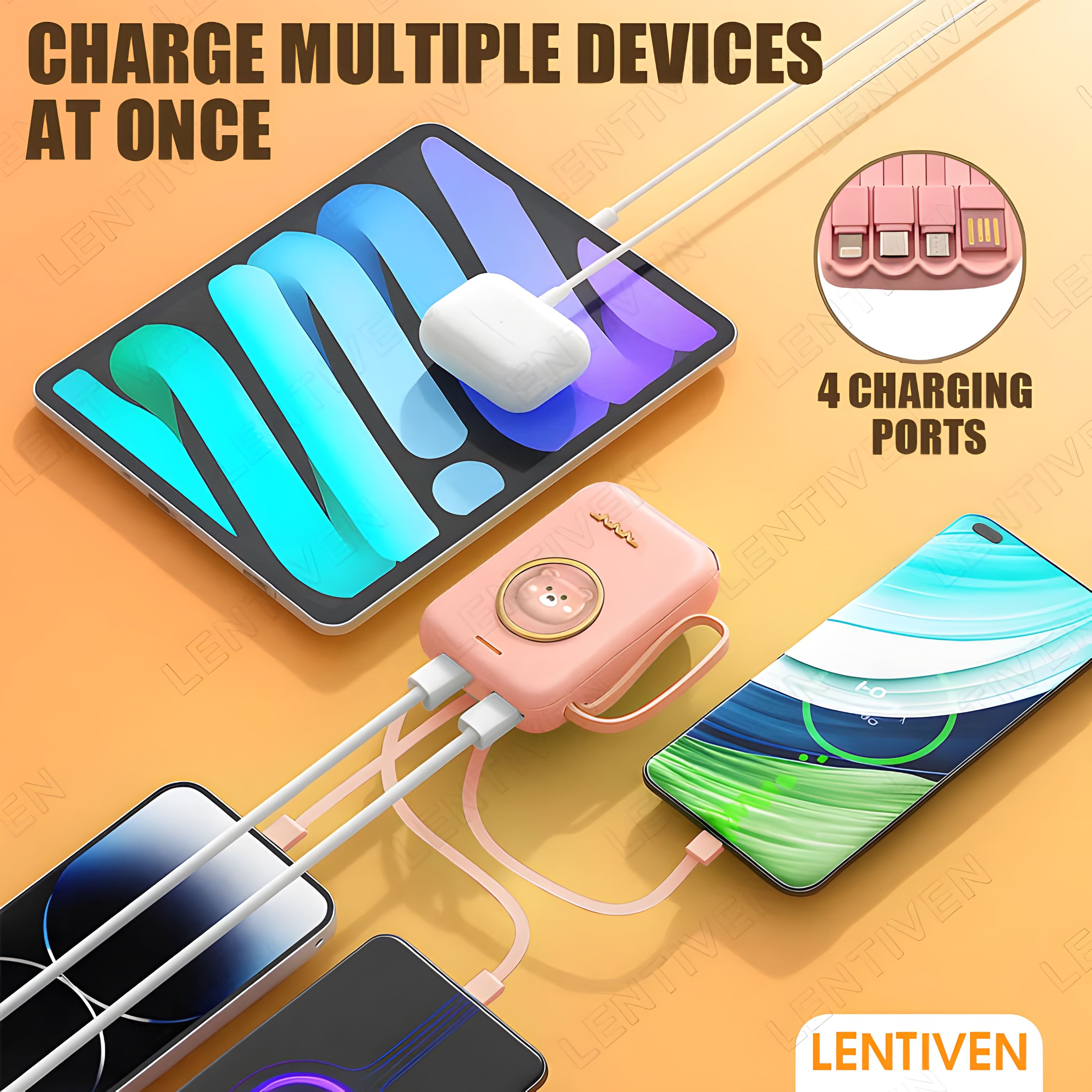 Jual HZSUM LENTIVEN LENTIVEN Powerbank 20000mah Mini Size With 4 USB ...