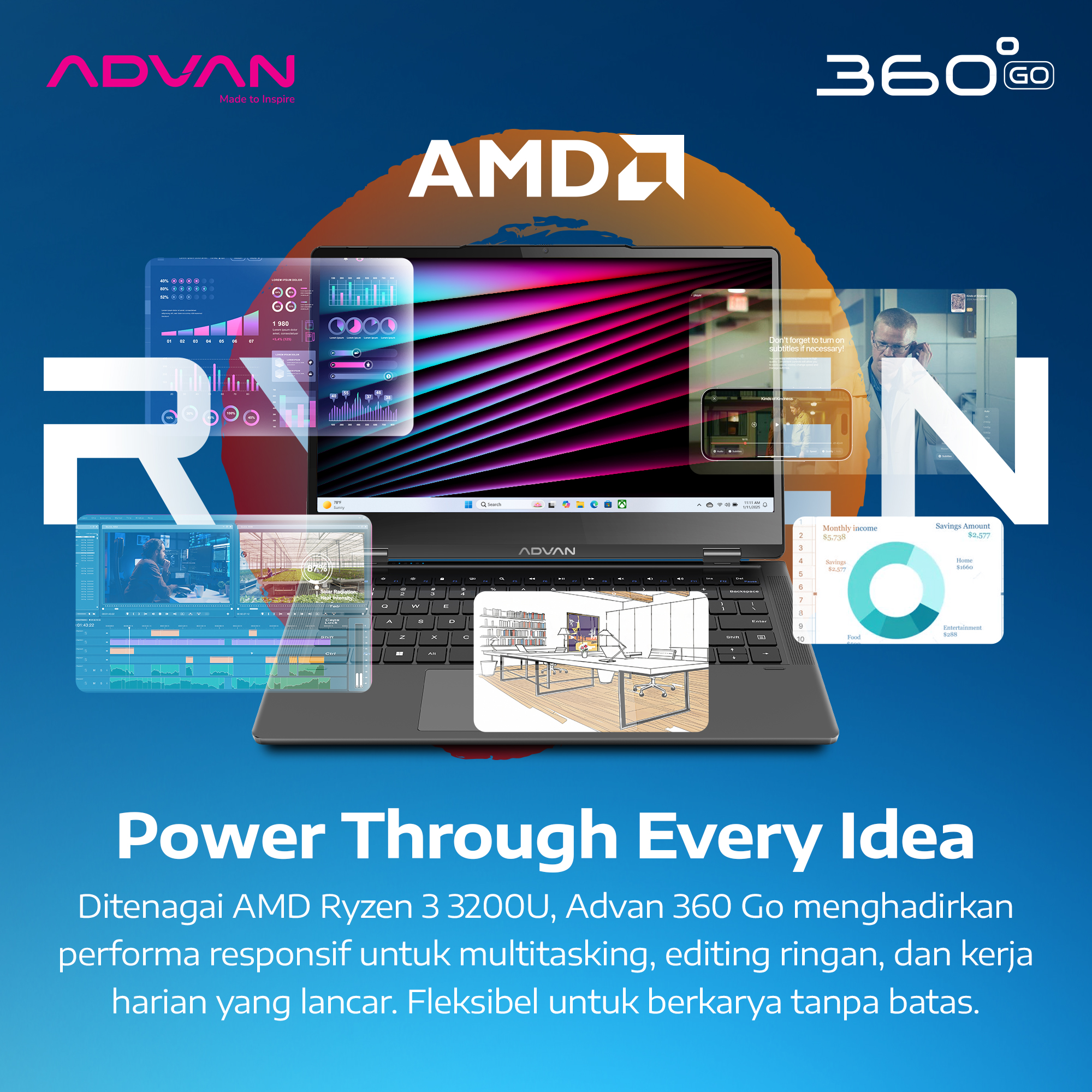 Jual [FREE STYLUS PEN] ADVAN Laptop 2 In 1 360 GO | Touchscreen | 14 ...