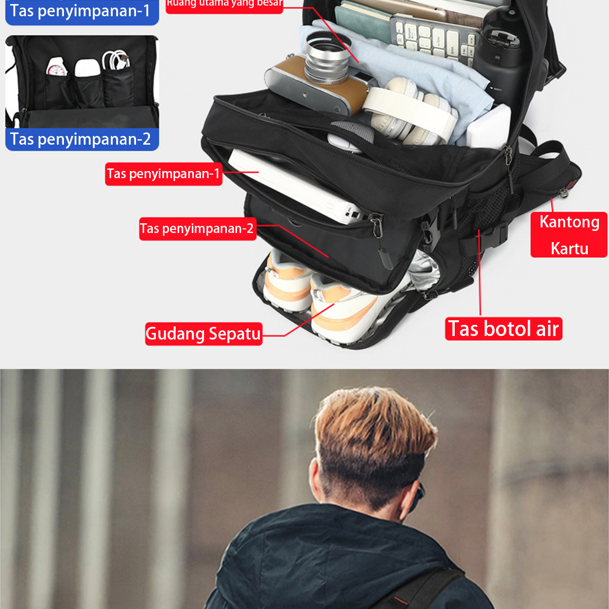 Jual LEXY Tas Ransel Travel 35L 60L 70L Kapasitas Besar Anti Air ...