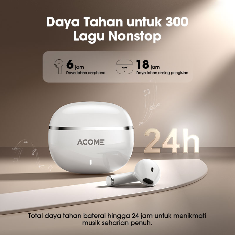 Jual ACOME ENC TWS Earphone Semi In Ear Bluetooth 6.0 IPX4 Waterproof ...