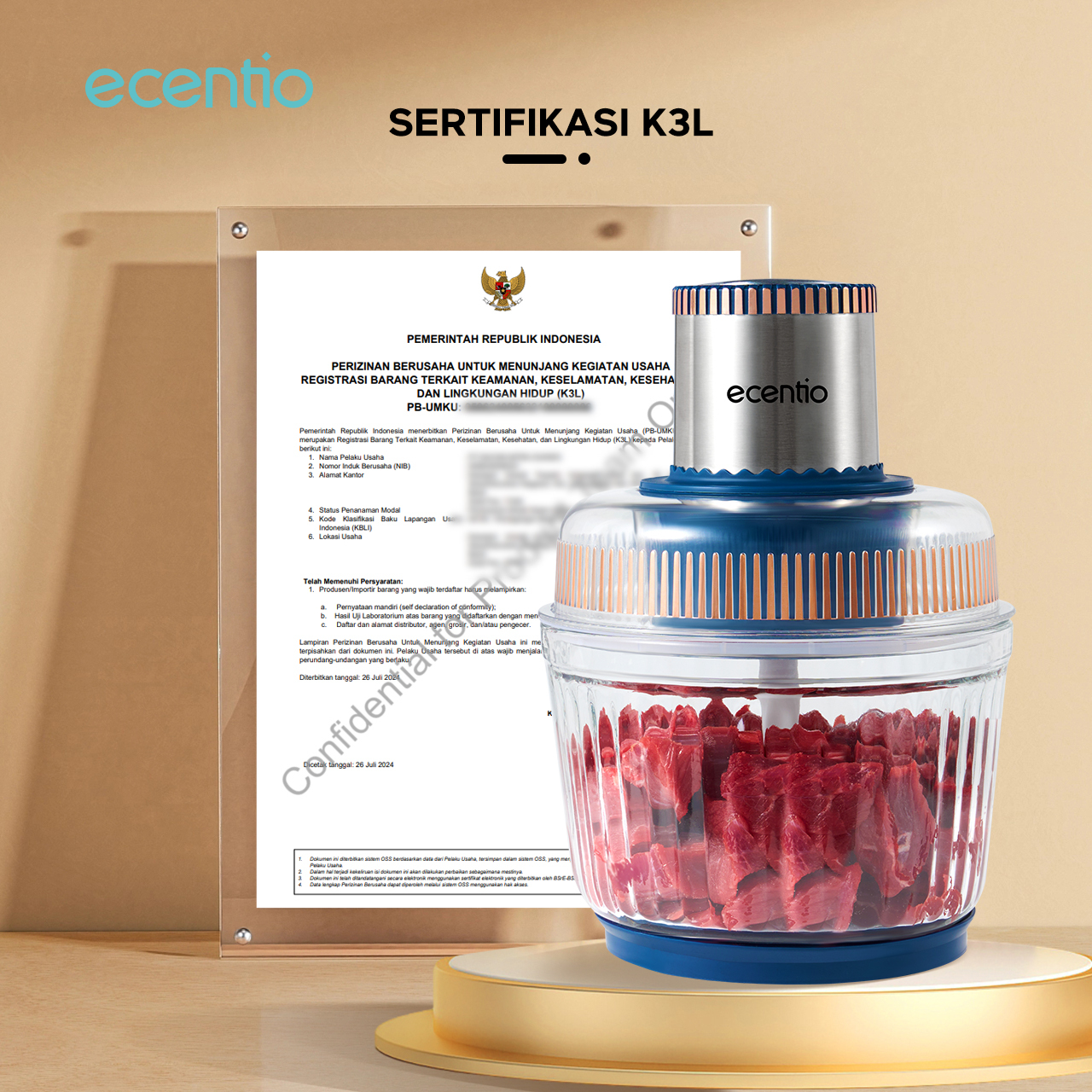 Jual ecentio chopper daging 3L penggiling daging blender dan bumbu 6 ...