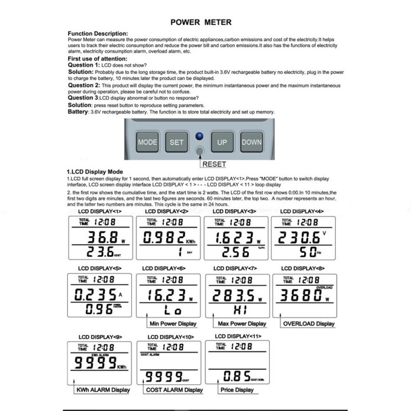 Jual Wattmeter / Pengukur Daya Listrik Digital - Monitor KWH, Volt ...
