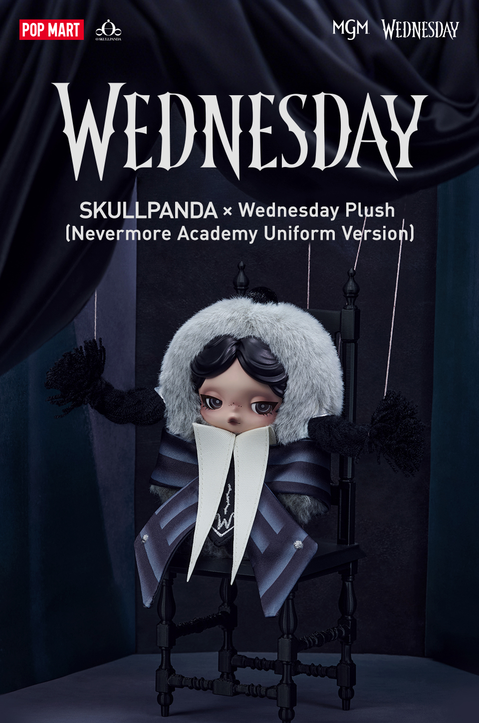 Jual POP MART SKULLPANDA x Wednesday Plush (Nevermore Academy Uniform ...