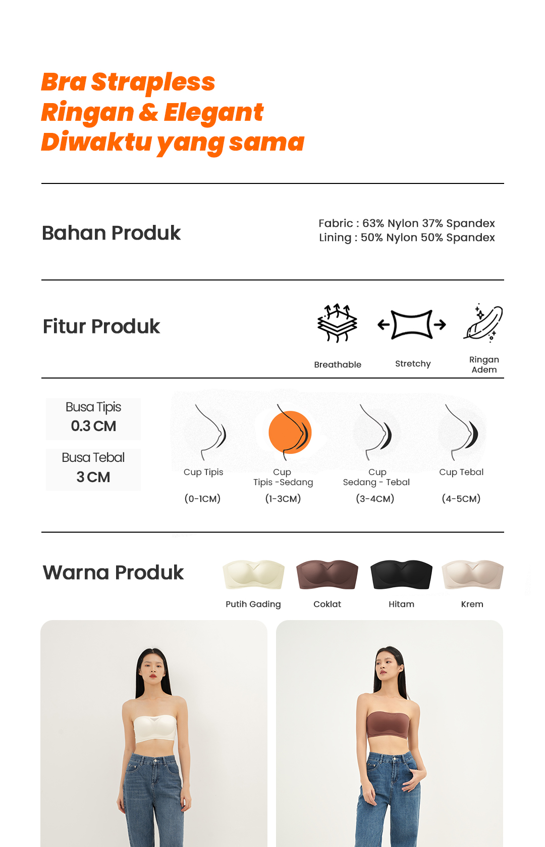 Jual MISSWISS - Bra Tanpa Tali Strapless Bra Tanpa Kawat Seamless ...
