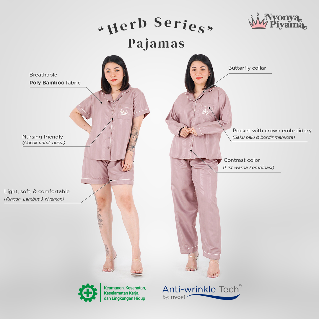 Jual [BEST SELLER] Nyonya Piyama Herb Series Pajamas Poly Bamboo for ...
