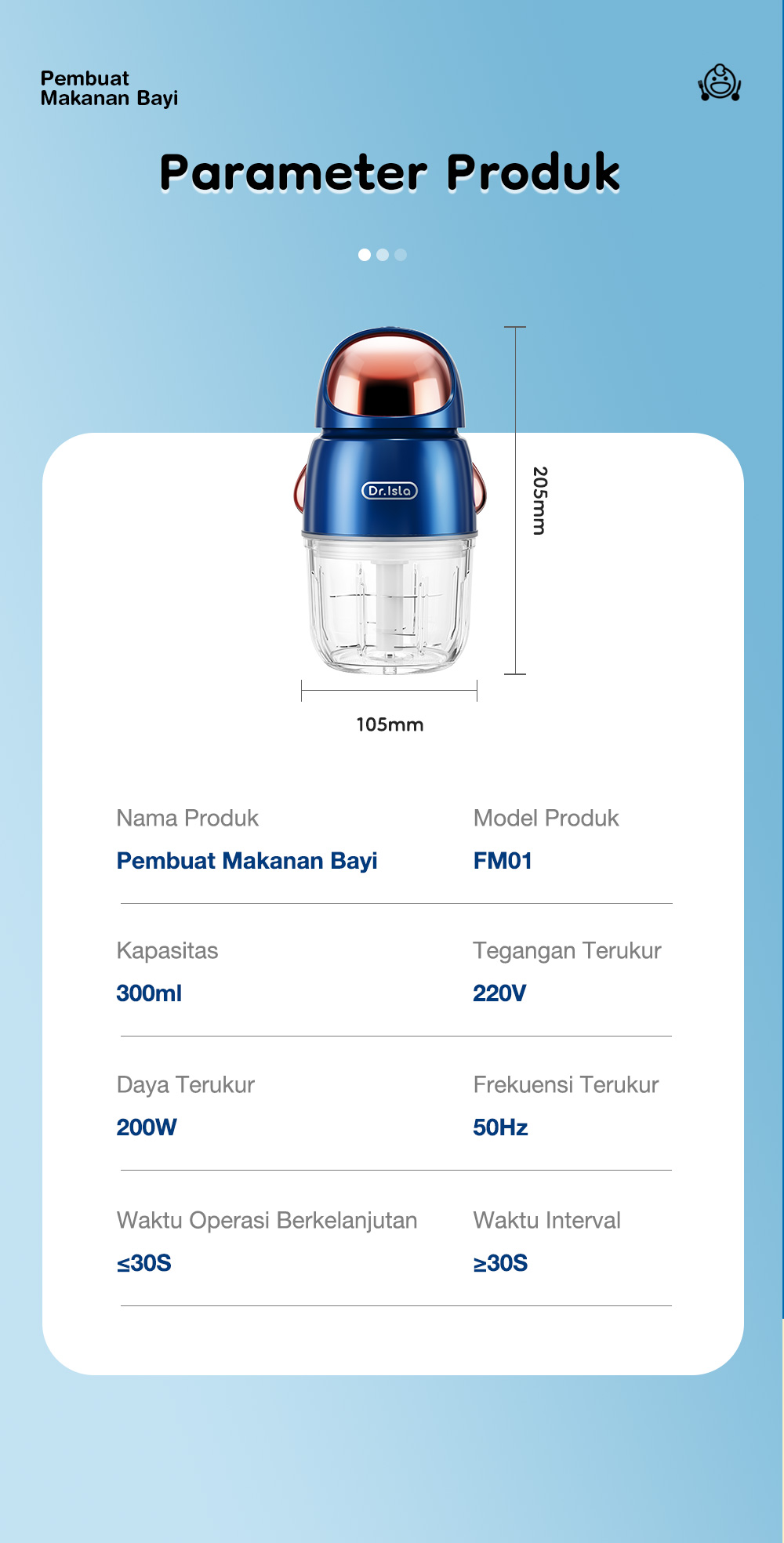 Jual Dr.isla Blender Mpasi Bayi 6 Bilah Food Processor Blender Kaca ...