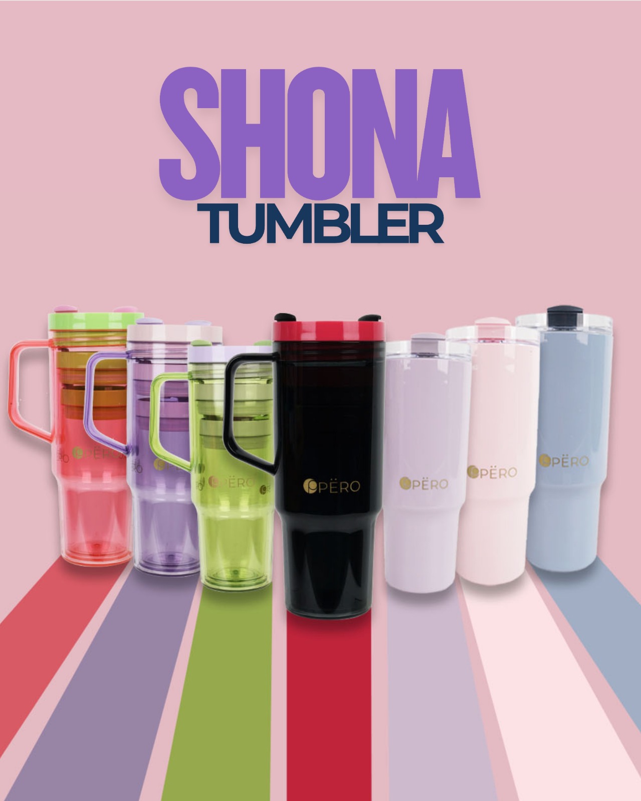 Jual Pero Shona Tumbler Set of 3 With Handle and Straw Plastic Bottle ...