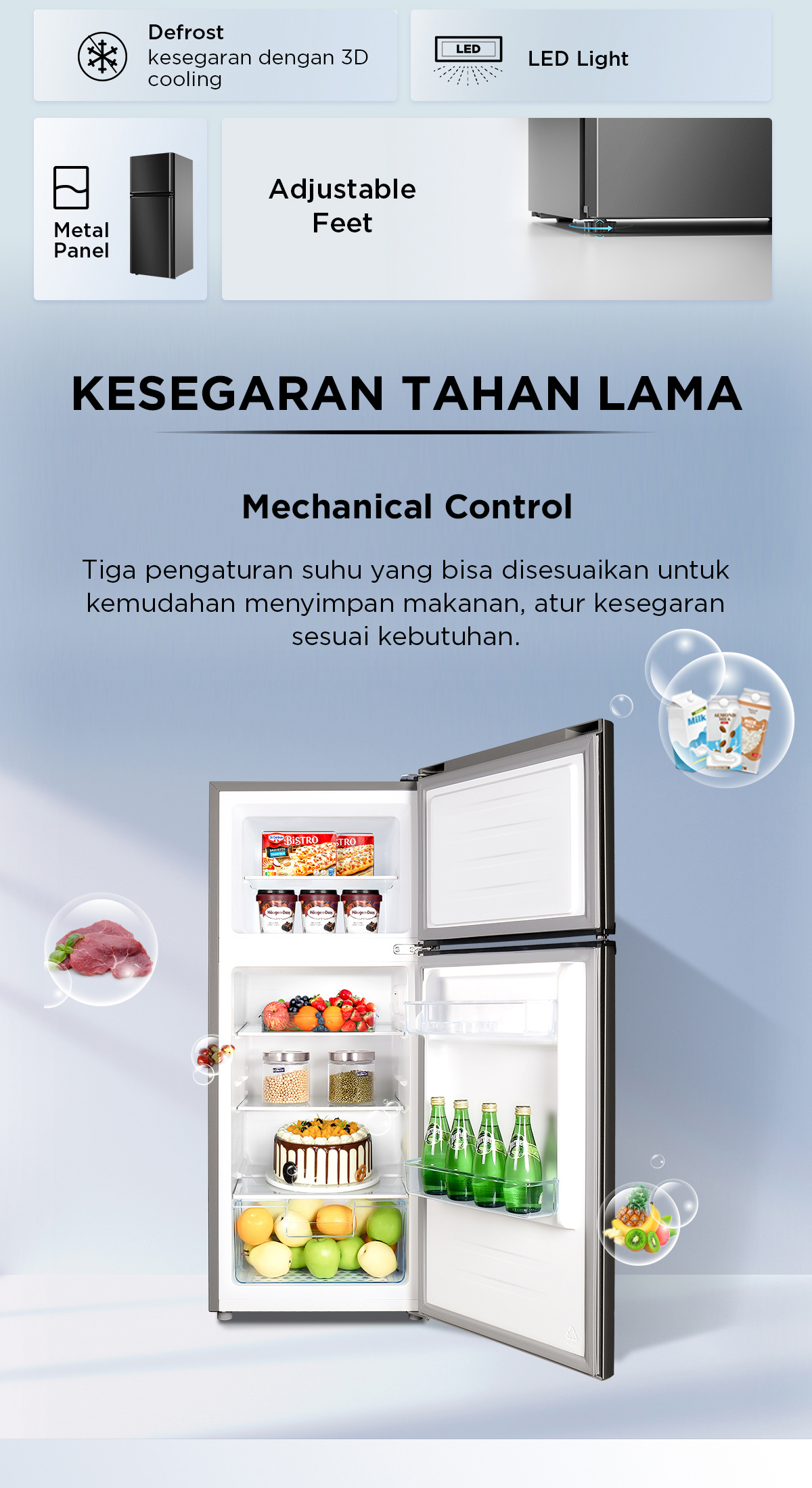 Jual TCL Kulkas 2 Pintu (F130-A50) - Kapasitas 118L - Rak Freezer ...