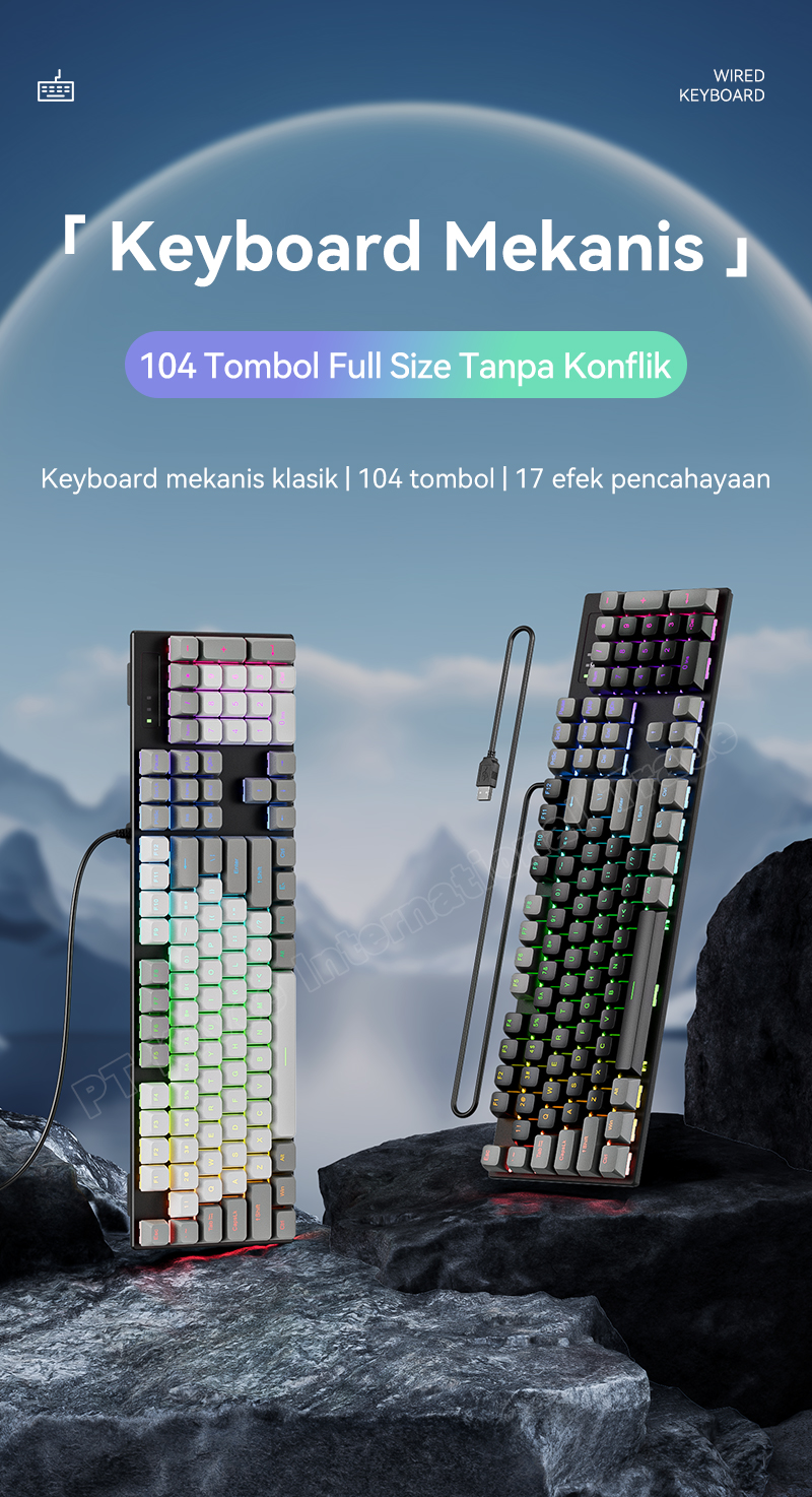 Jual OLYPS Keyboard Mechanical Keyboard Gaming RGB Backlit Wired Blue ...