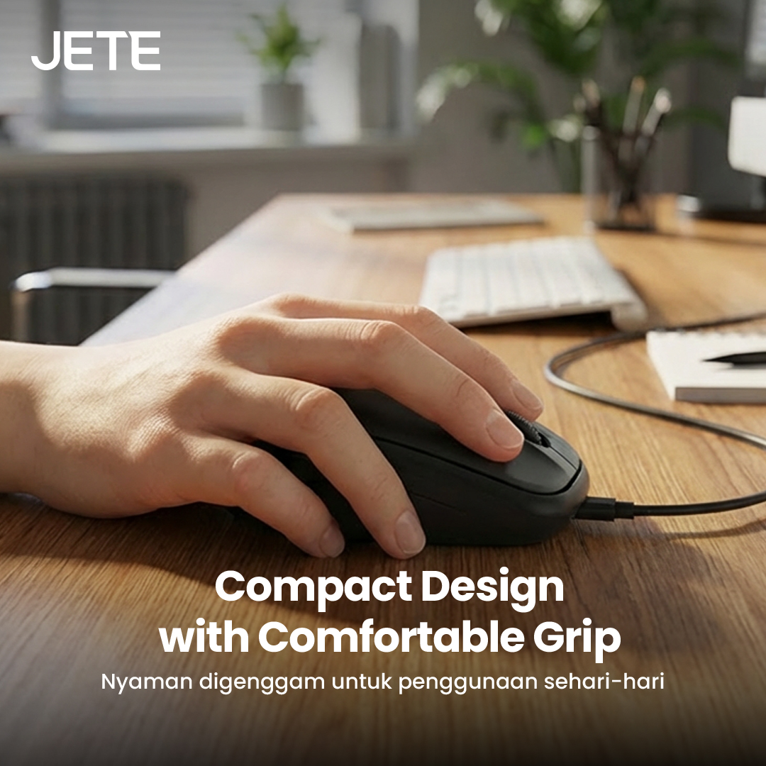 Jual Mouse Kabel JETE MO106 1200 DPI Wired Optical Mouse Kerja Kantor ...