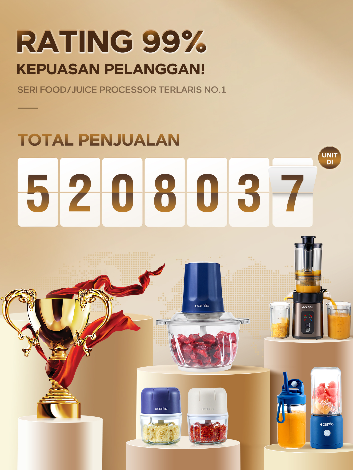 Jual ecentio penggiling daging blender 2L chopper daging dan bumbu 6 ...