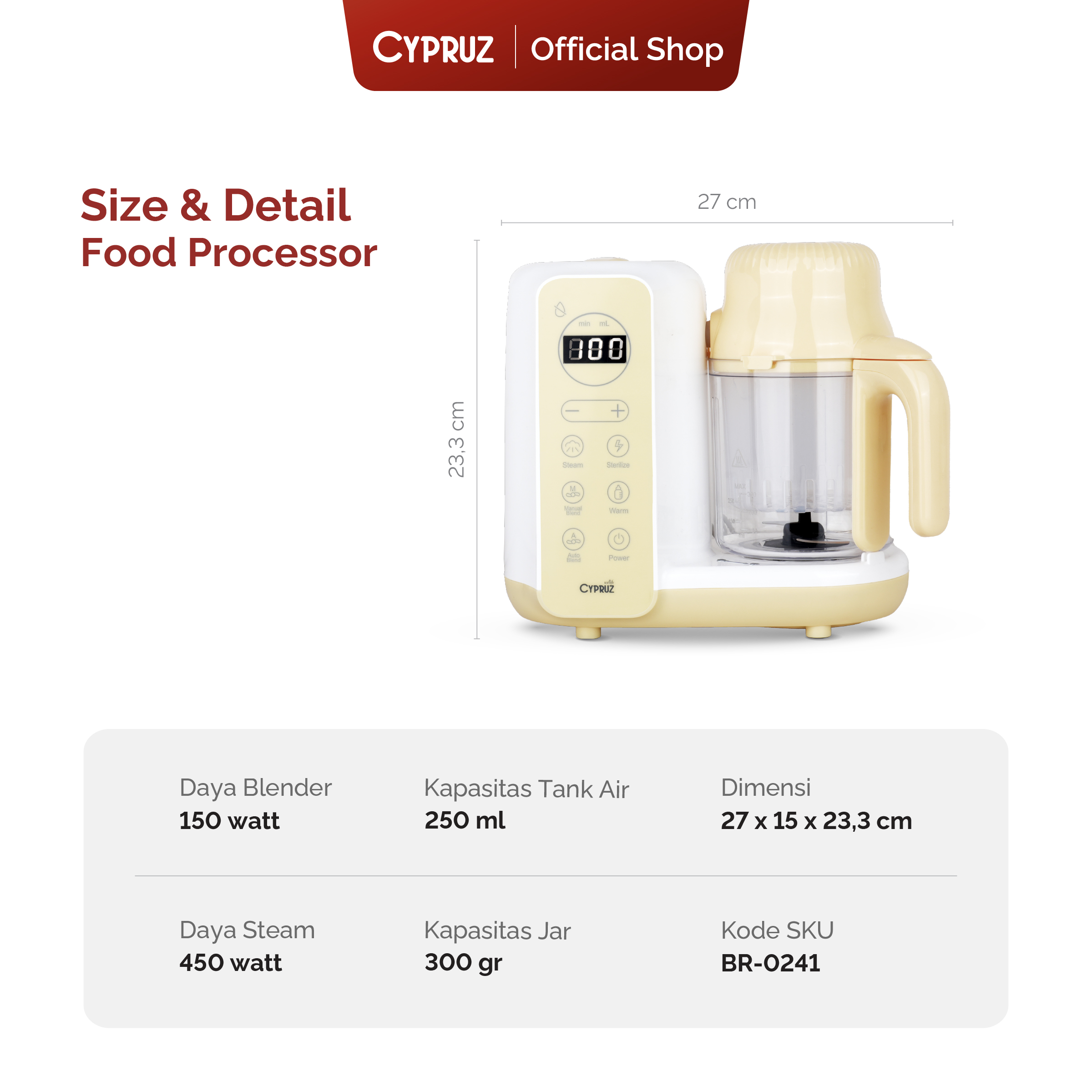 Jual Cypruz Baby Food Processor Alat Pengukus Penghalus Penghangat ...