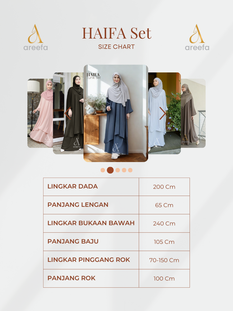 Jual Areefa - Haifa Tunik One Set Rok Dan Atasan Syari One Set Tunic ...