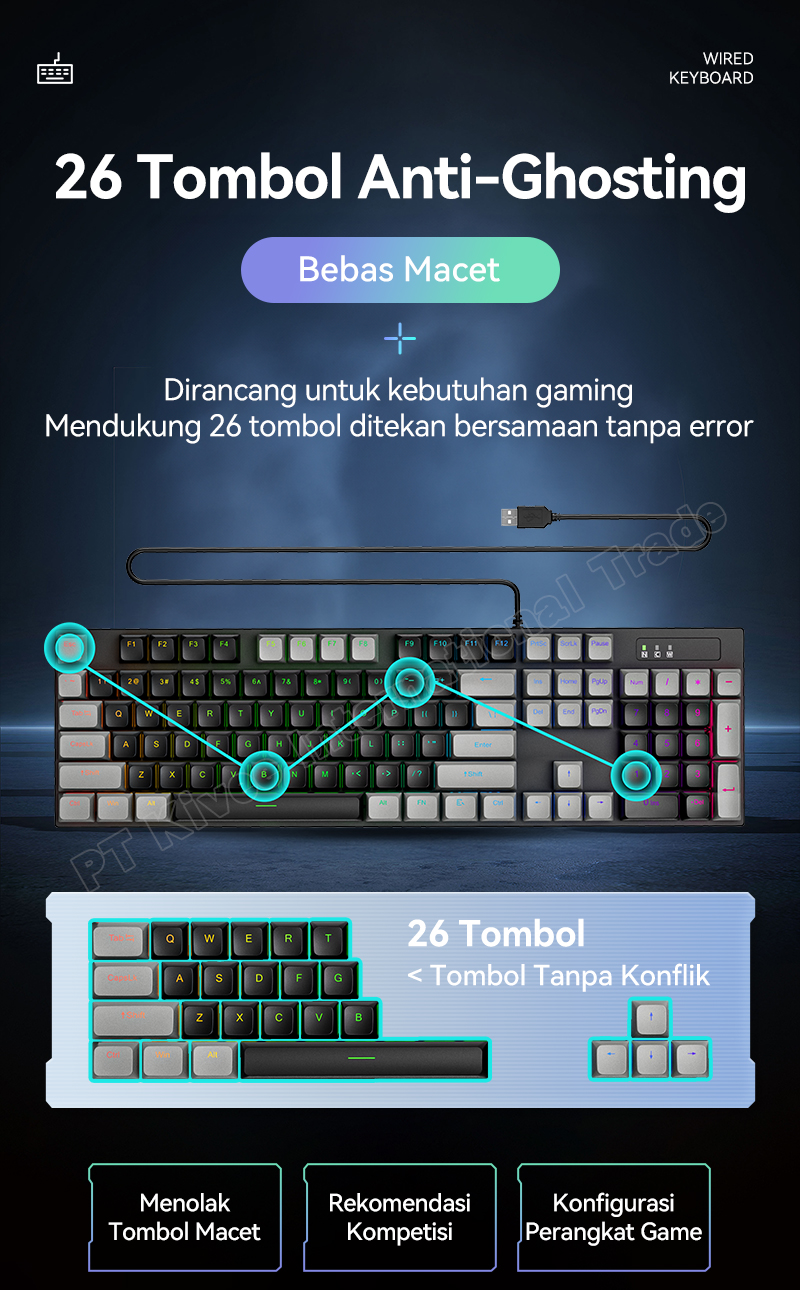Jual OLYPS Keyboard Mechanical Keyboard Gaming RGB Backlit Wired Blue ...