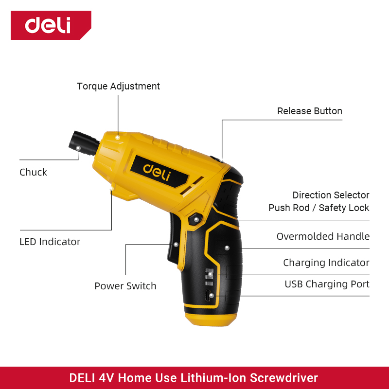 Jual Deli Lithium-Ion Cordless Screwdriver / Obeng Listrik Baterai ...