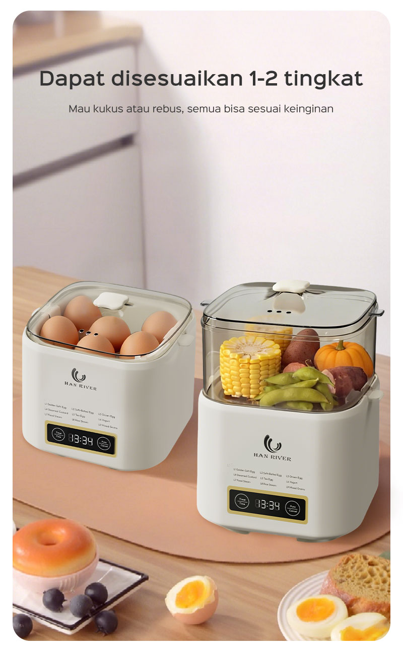 Jual Han River Panci Listrik 9-in-1 Egg Cooker Double Layer 300W Low ...