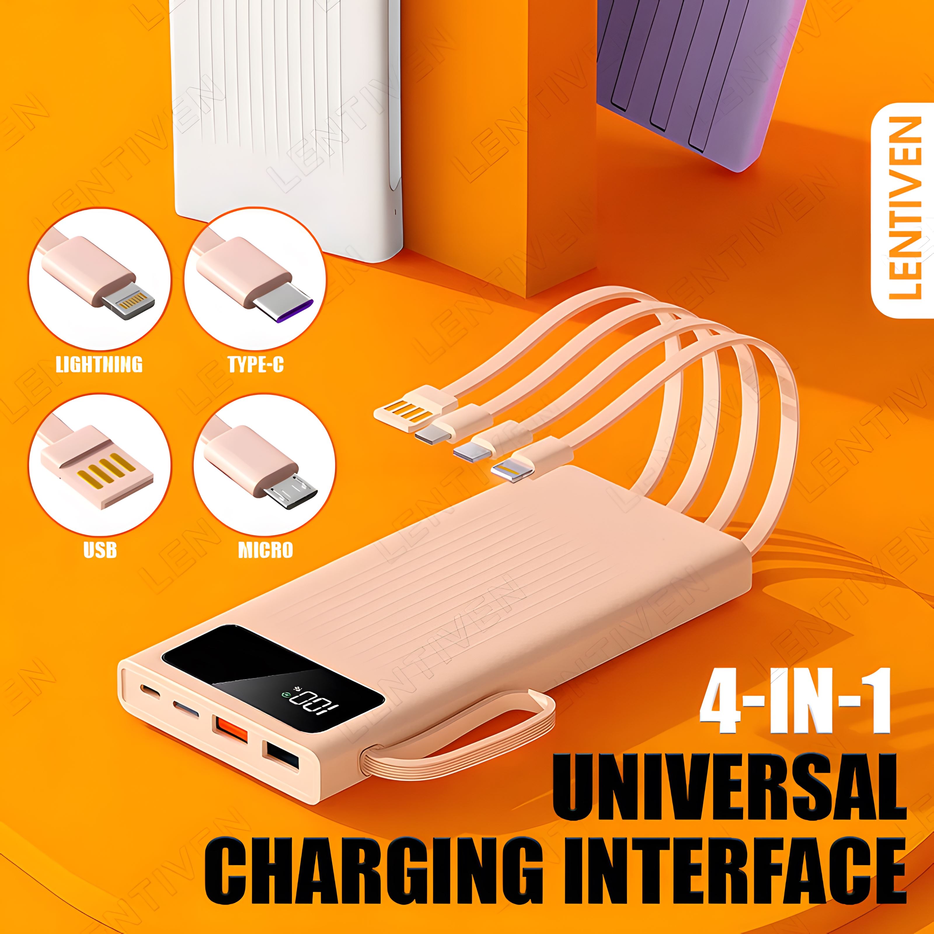 Jual PUNING LENTIVEN POWER BANK 30000mAh Fast Charging Transparan USB 3 ...