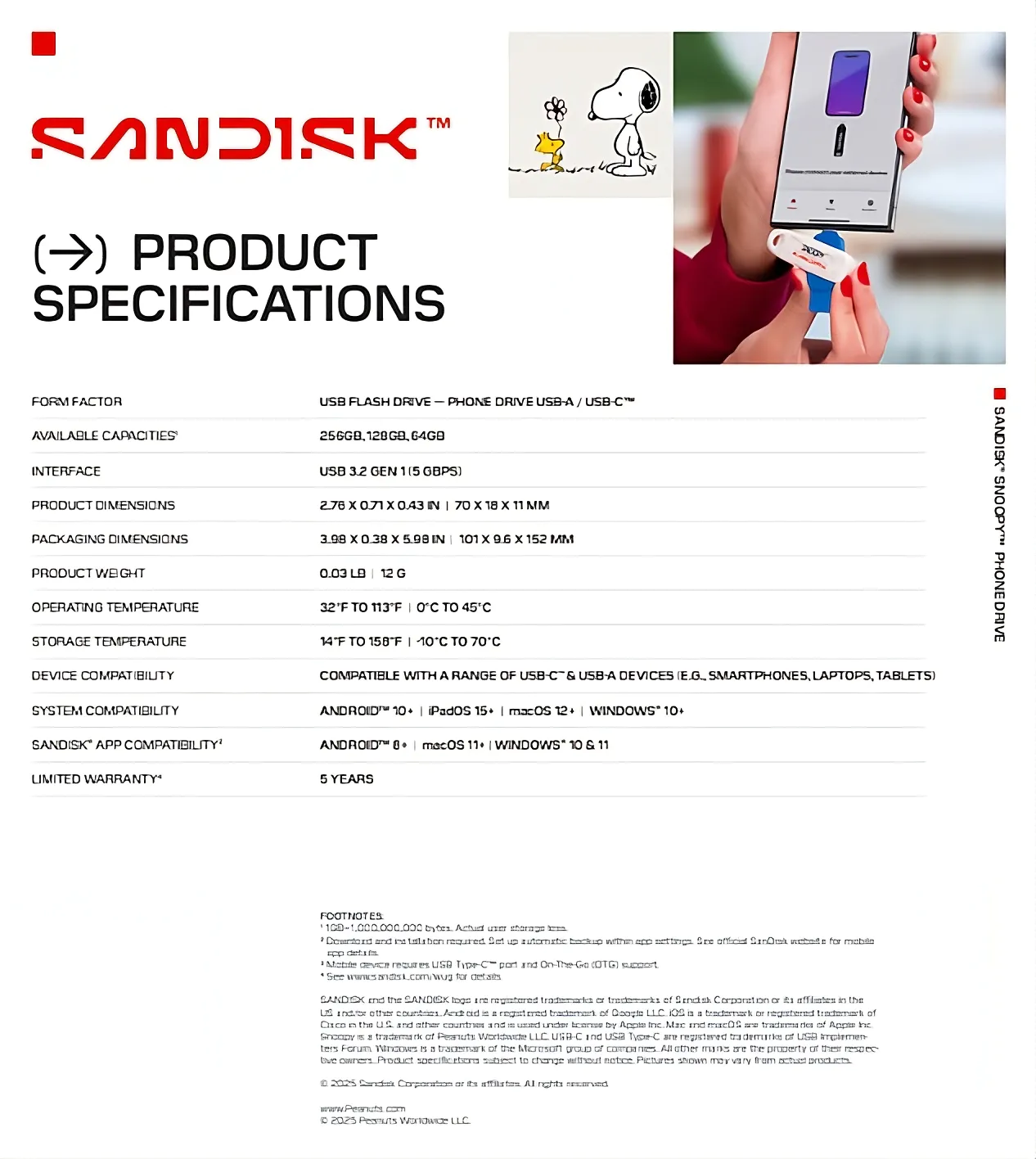 Jual SSanDisk Snoopy Phone Drive 64GB / 128GB / 256GB Limited Edition ...