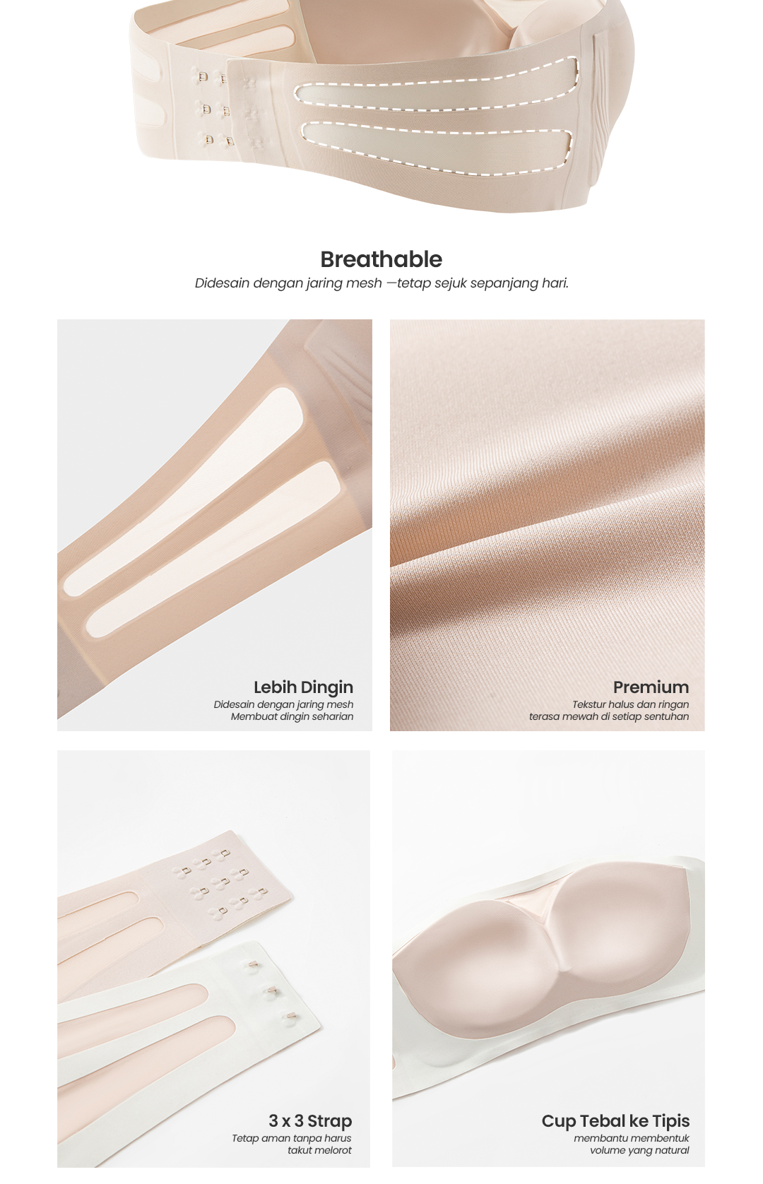 Jual MISSWISS - Bra Tanpa Tali Strapless Bra Tanpa Kawat Seamless ...