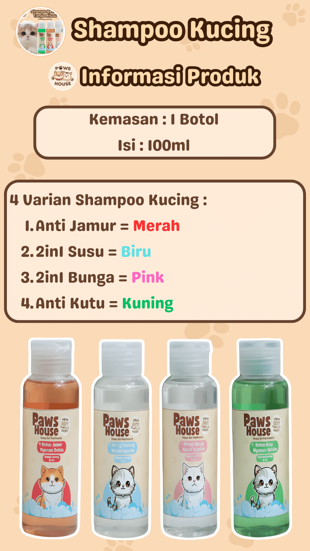 Jual Shampoo Kucing Anti Kutu Dan Jamur Bulu Lebat Halus & Anti Rontok ...