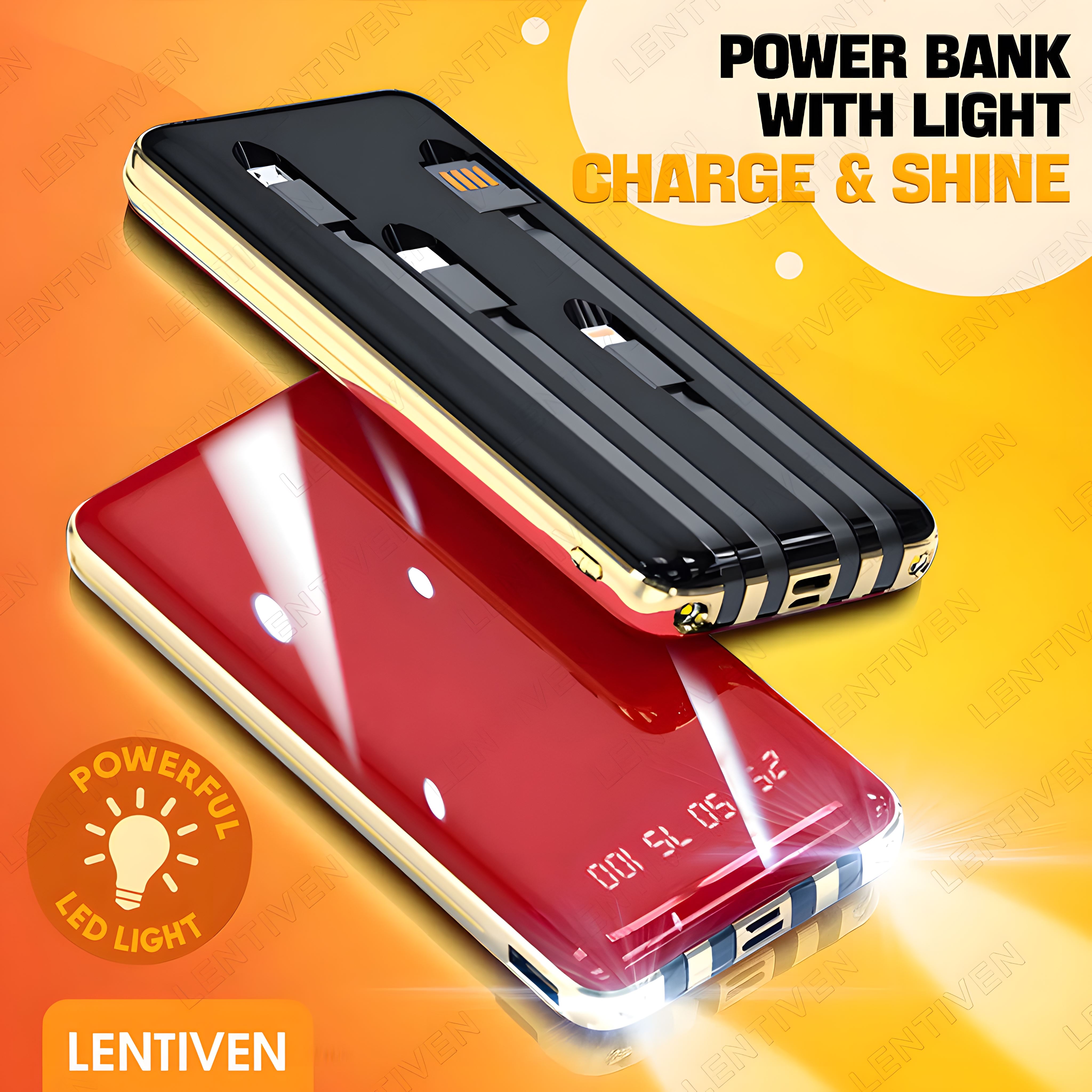 Jual LIANGWE LENTIVEN PowerBank 50000mAh 4 Cables Full Capacity Mini ...