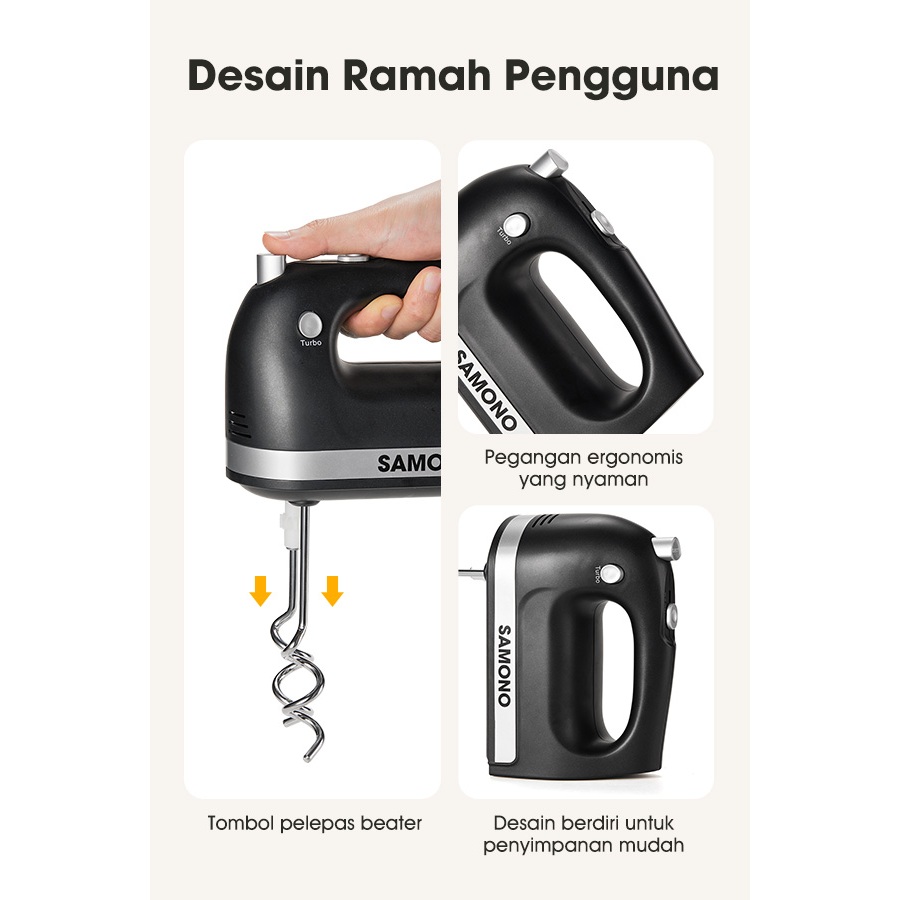 Jual SAMONO Stand Mixer Kue dan Roti 4L Low Watt Hand Mikser Pengaduk ...