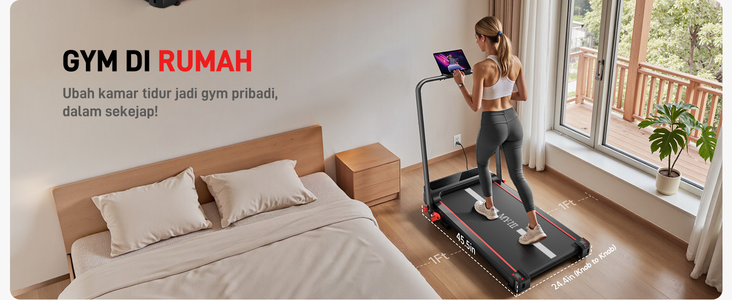 Jual MY-HI Treadmill Portable T3 8° Incline Bluetooth APP Treadmill ...