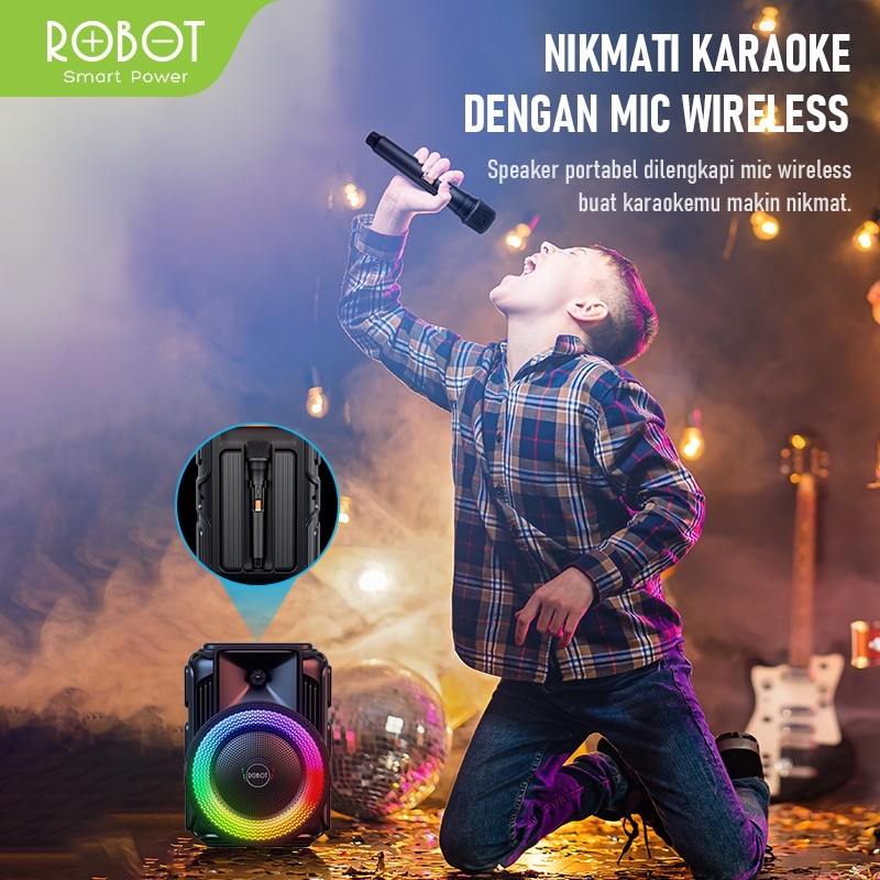 Jual ROBOT Speaker Karaoke Bluetooth 5.0 Bass RGB 20W Mikrofon Wireless ...