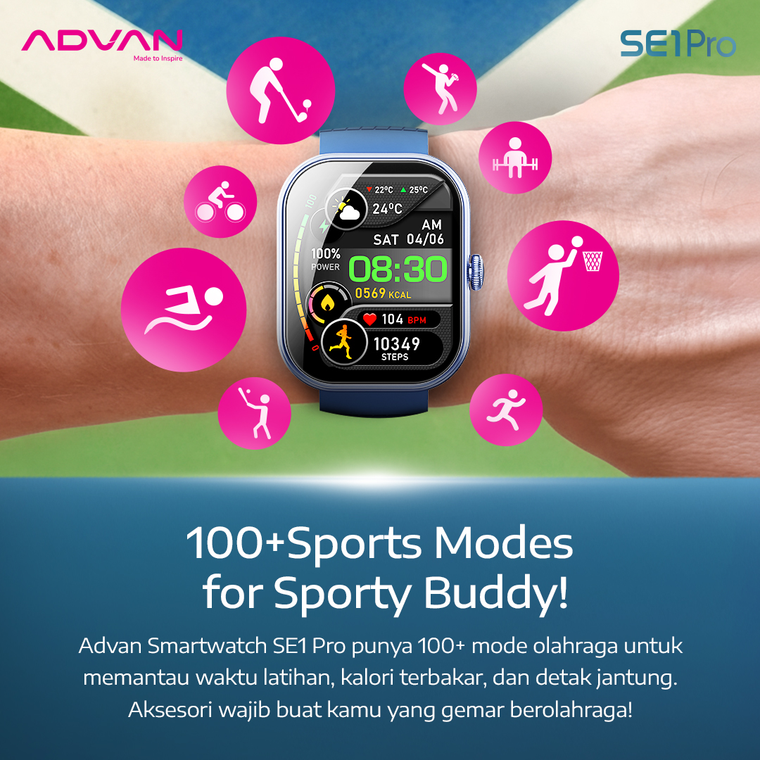 Jual ADVAN Smartwatch SE1 Pro | Baterai 1000mAh Tahan 30 Hari ...