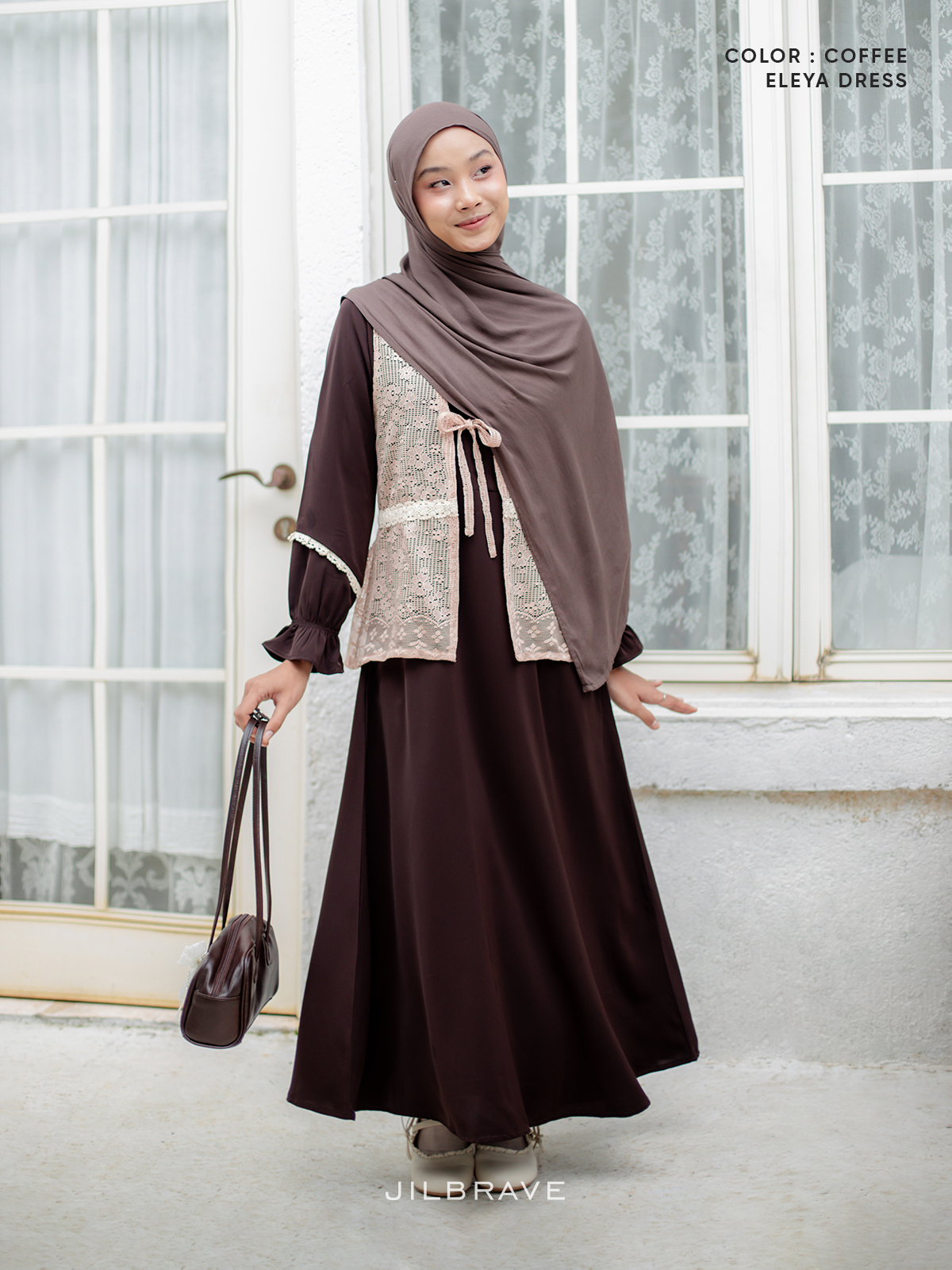 Jual JILBRAVE Eleya Dress Gamis Muslimah Feminine Outer Lace Lebaran ...