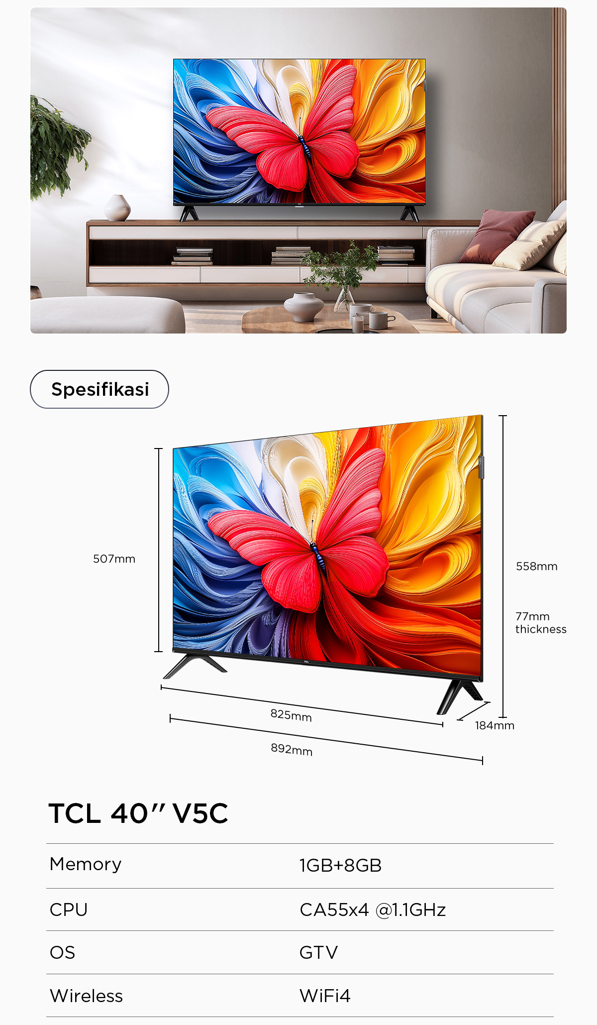 Jual TCL Ultimate QLED FHD TV 40 inch V5C - HDR 10 - Dolby Audio ...