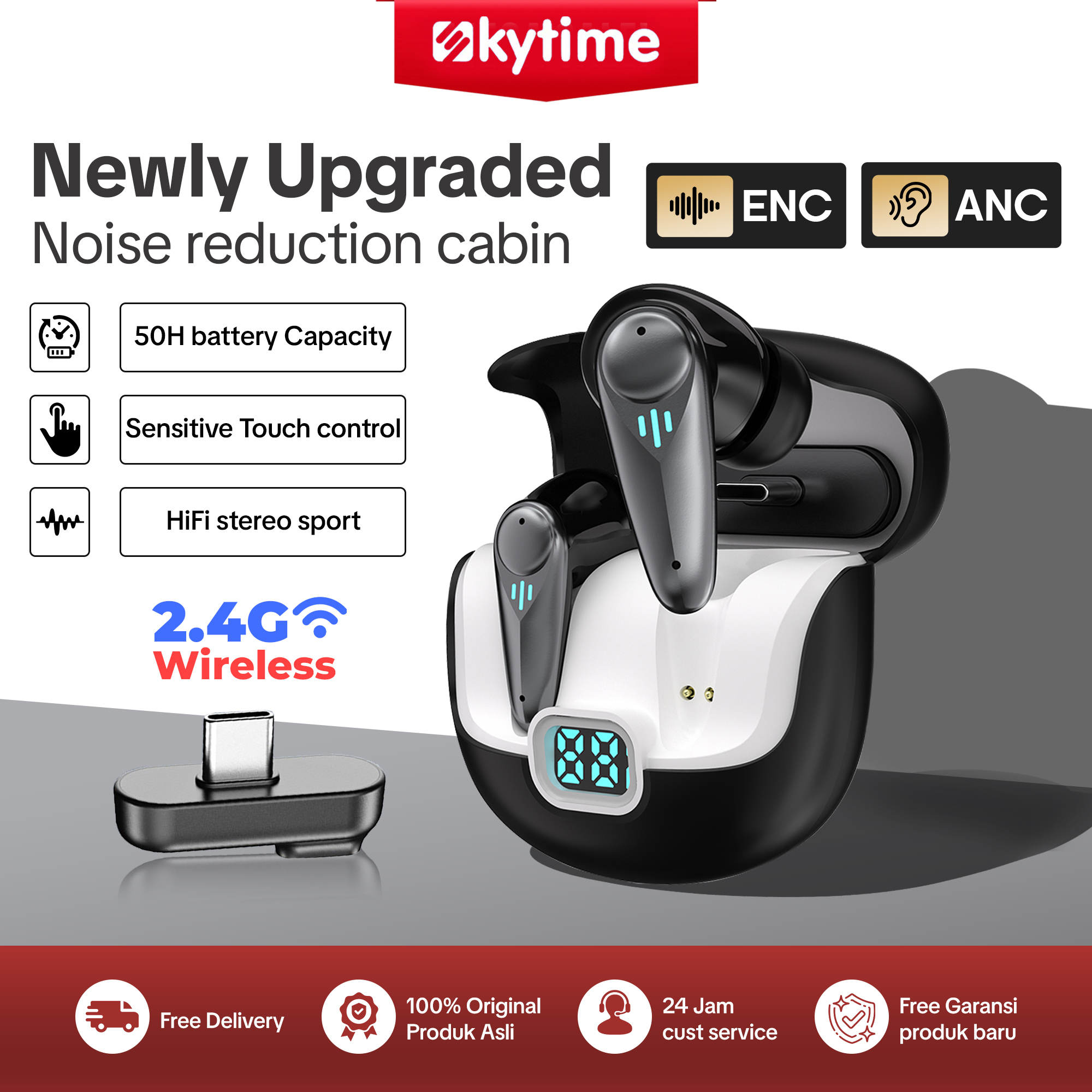 Jual Skytime EP73X TWS Earphones Bluetooth ANC Sound Earphones with 2 ...