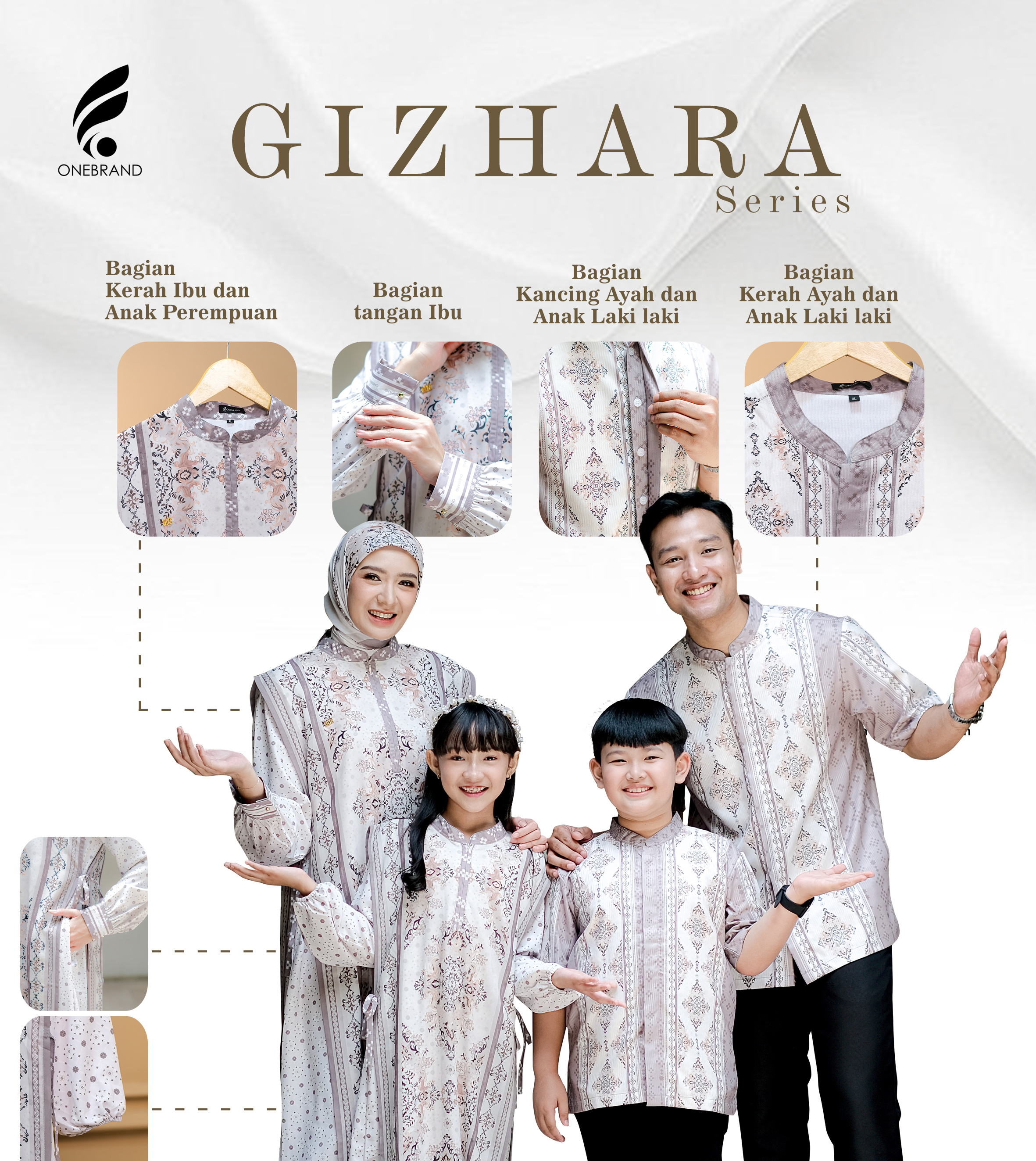 Jual ONEBRANDHIJAB - GIZHARA Taupe Sarimbit keluarga lebaran couple ...