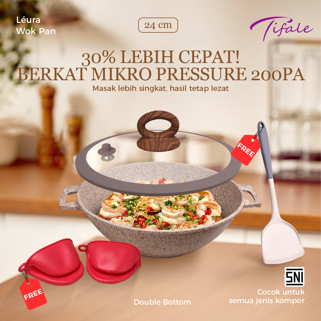 Jual Tifale Leura Wok Pan Brown Wajan Wokpan Anti Lengket Aesthetic ...
